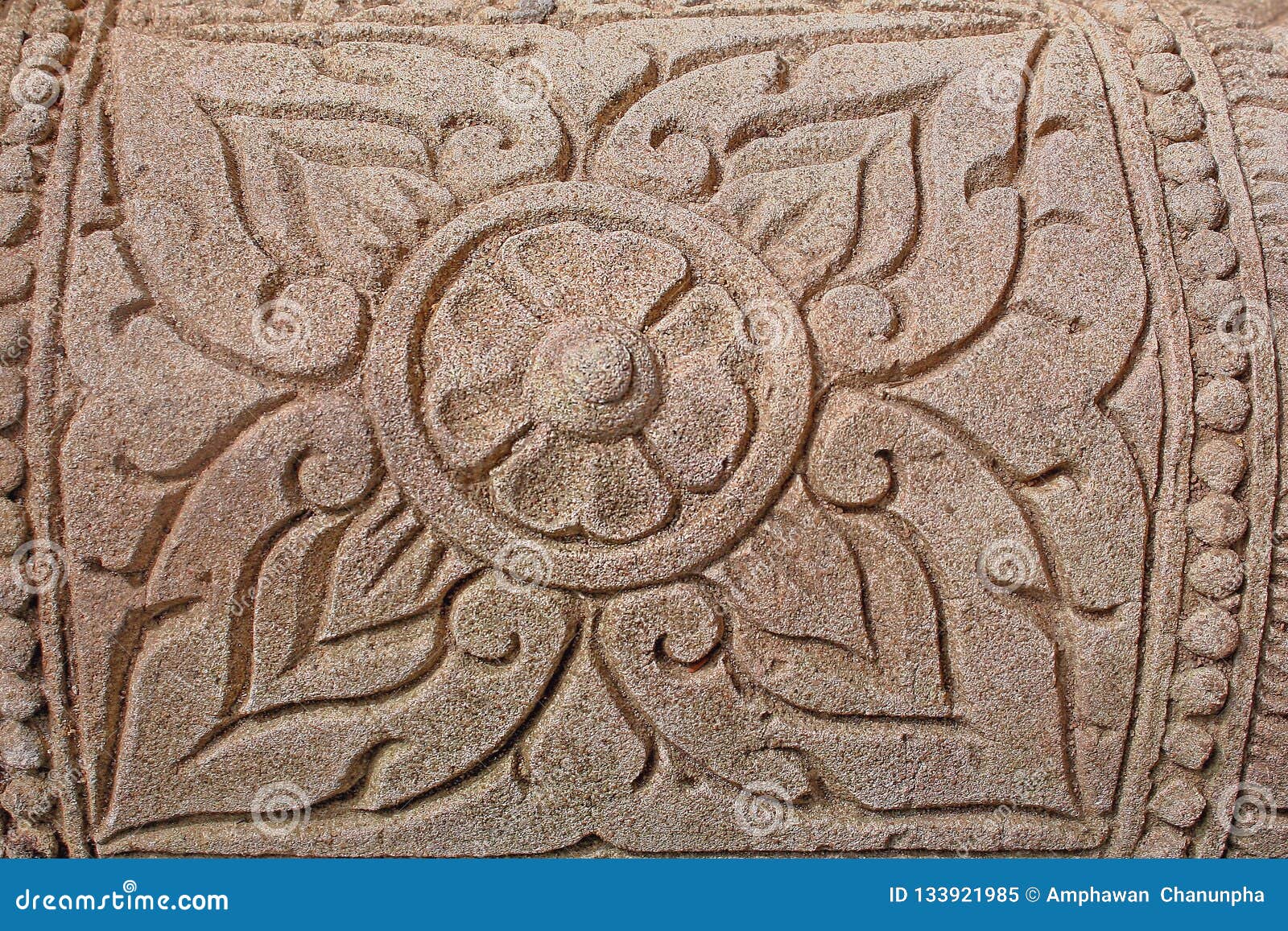 Flower Carving on Stone Statue Stock Image - Image of bloom, foot ...