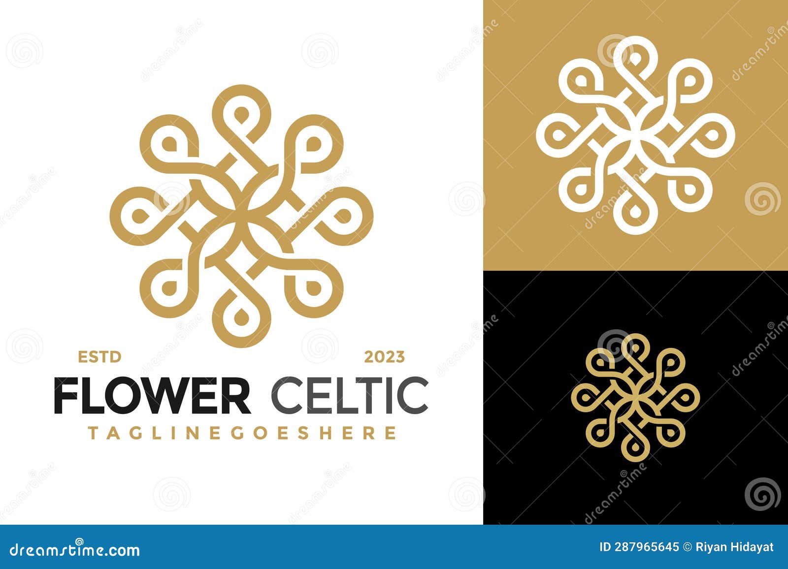 Flower Celtic Logo Design Vector Symbol Icon Illustration Stock Illustration - Illustration of ...