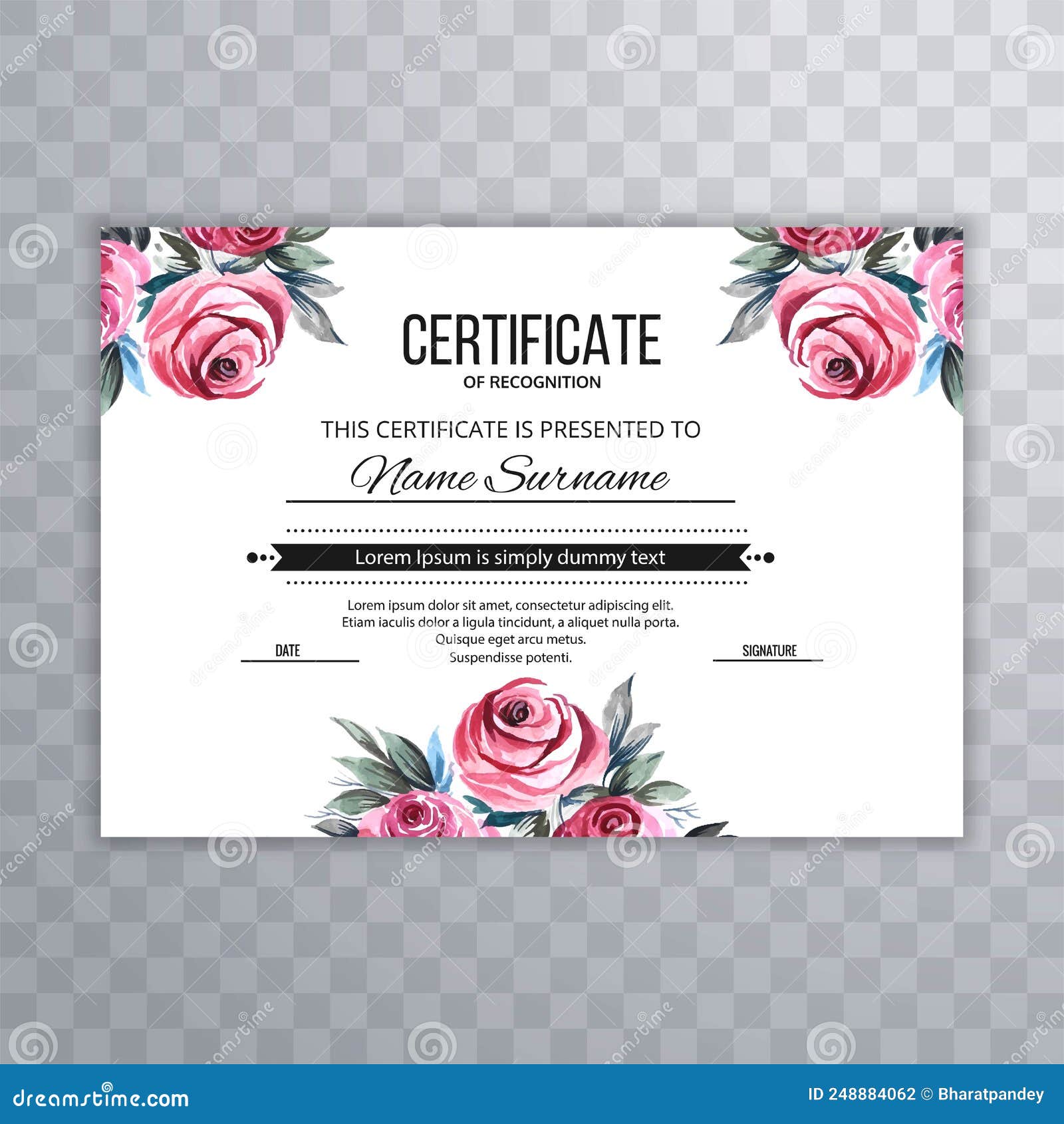 Flower Certificate Template for Achievements Graduation Diploma Design ...