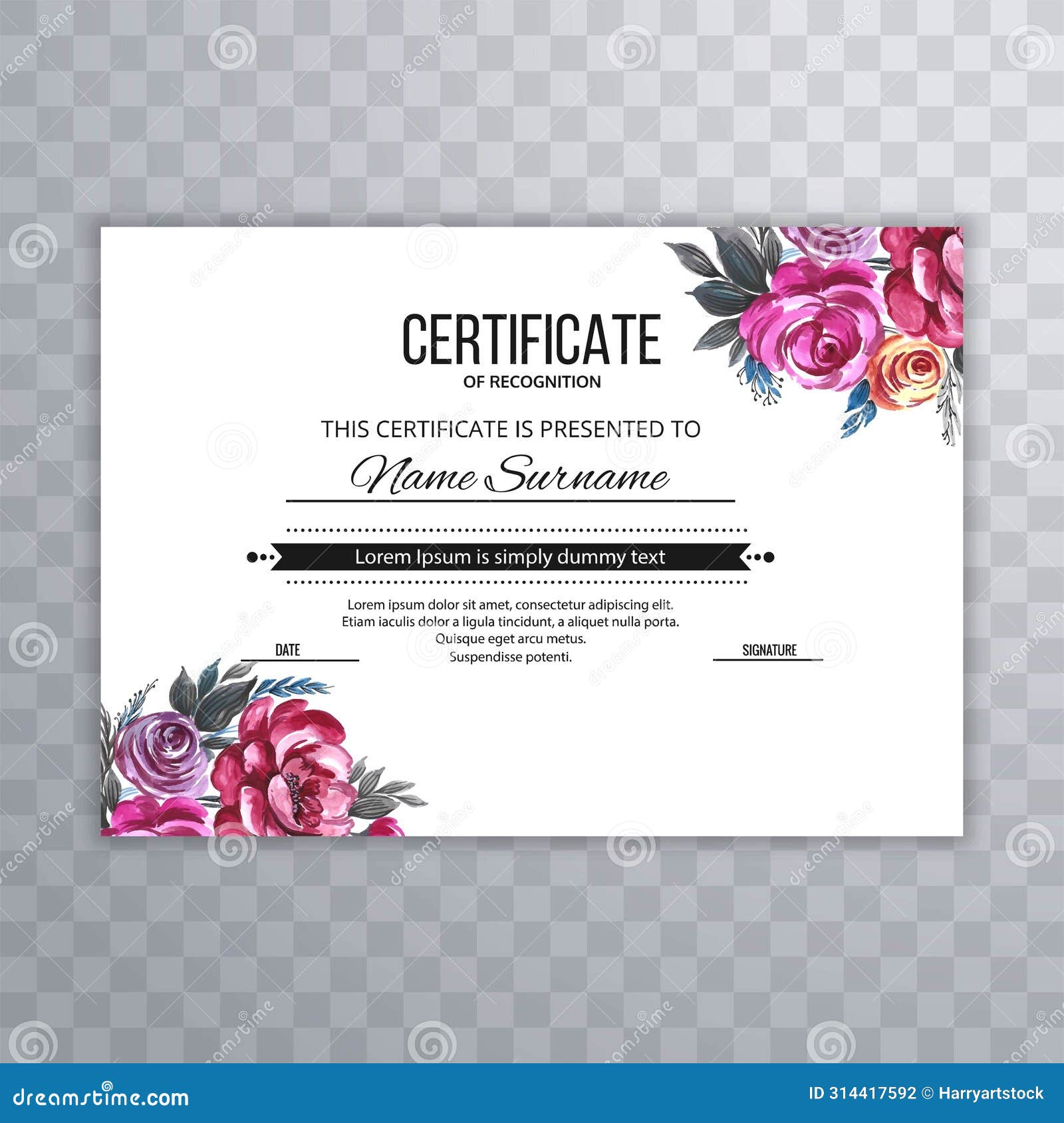 Flower Certificate Template for Achievements Graduation Diploma Design ...