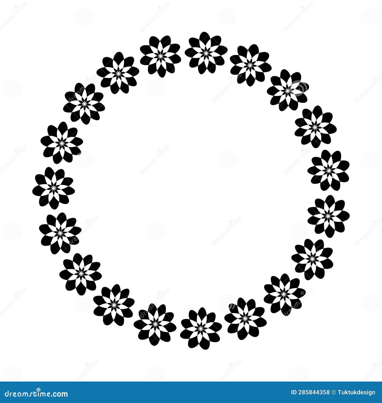 Flower Circle Border Design Rounded Floral Frame Ring for Decoration ...