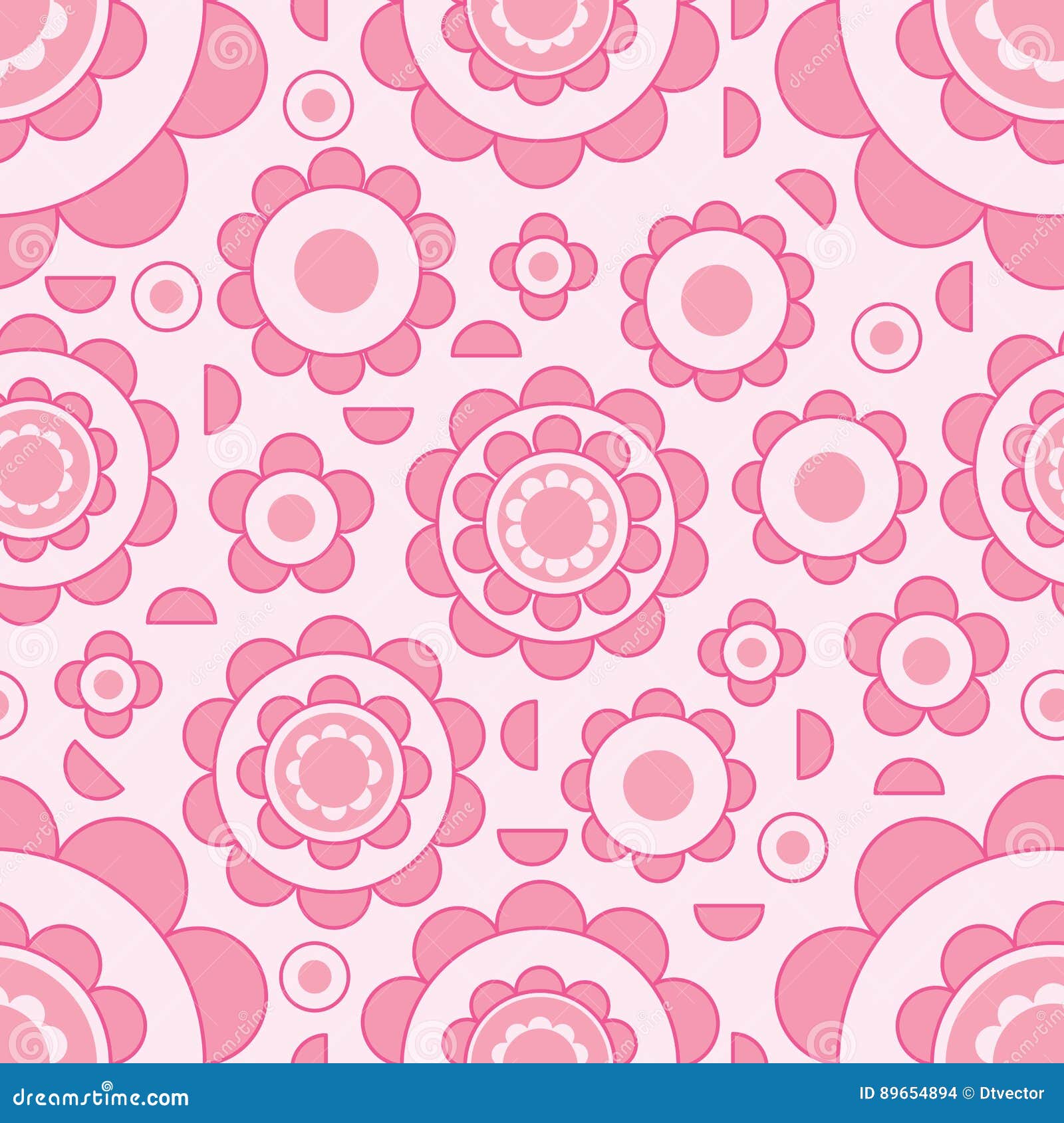 Flower Circle Line Seamless Pattern Stock Vector - Illustration of ...