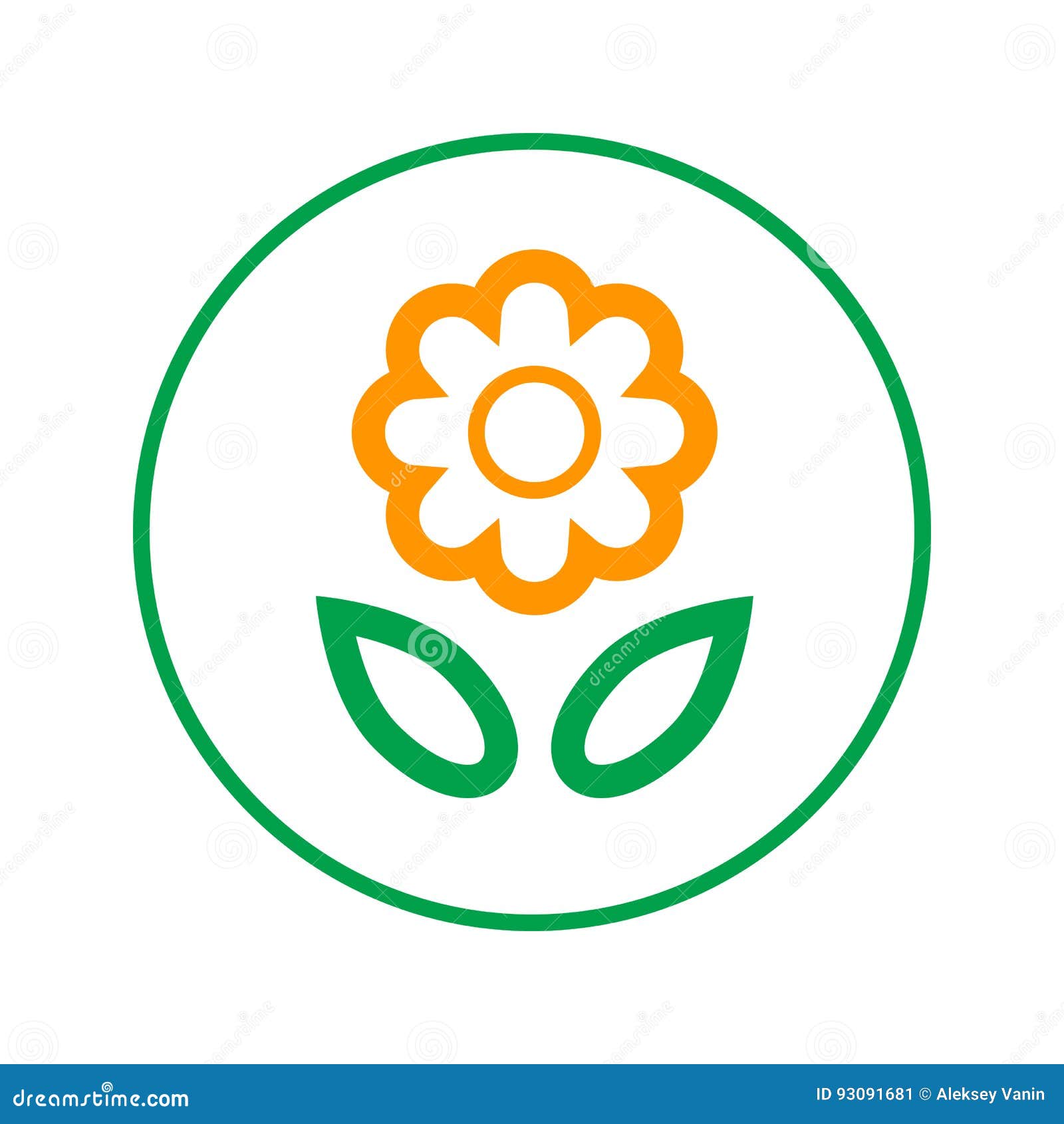 Flower Circular Line Icon. Round Sign. Flat Style Vector Symbol. Stock ...