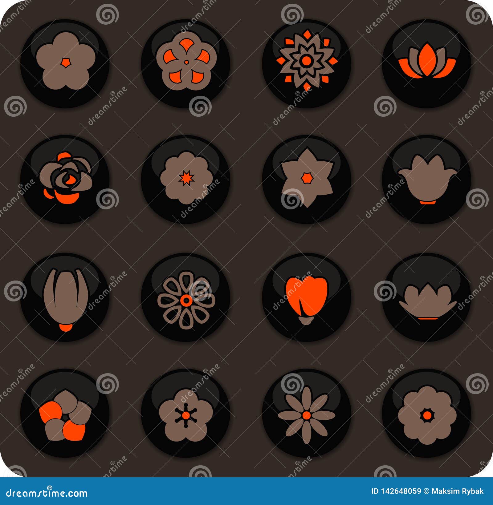 Flower icon set stock vector. Illustration of ornate - 142648059