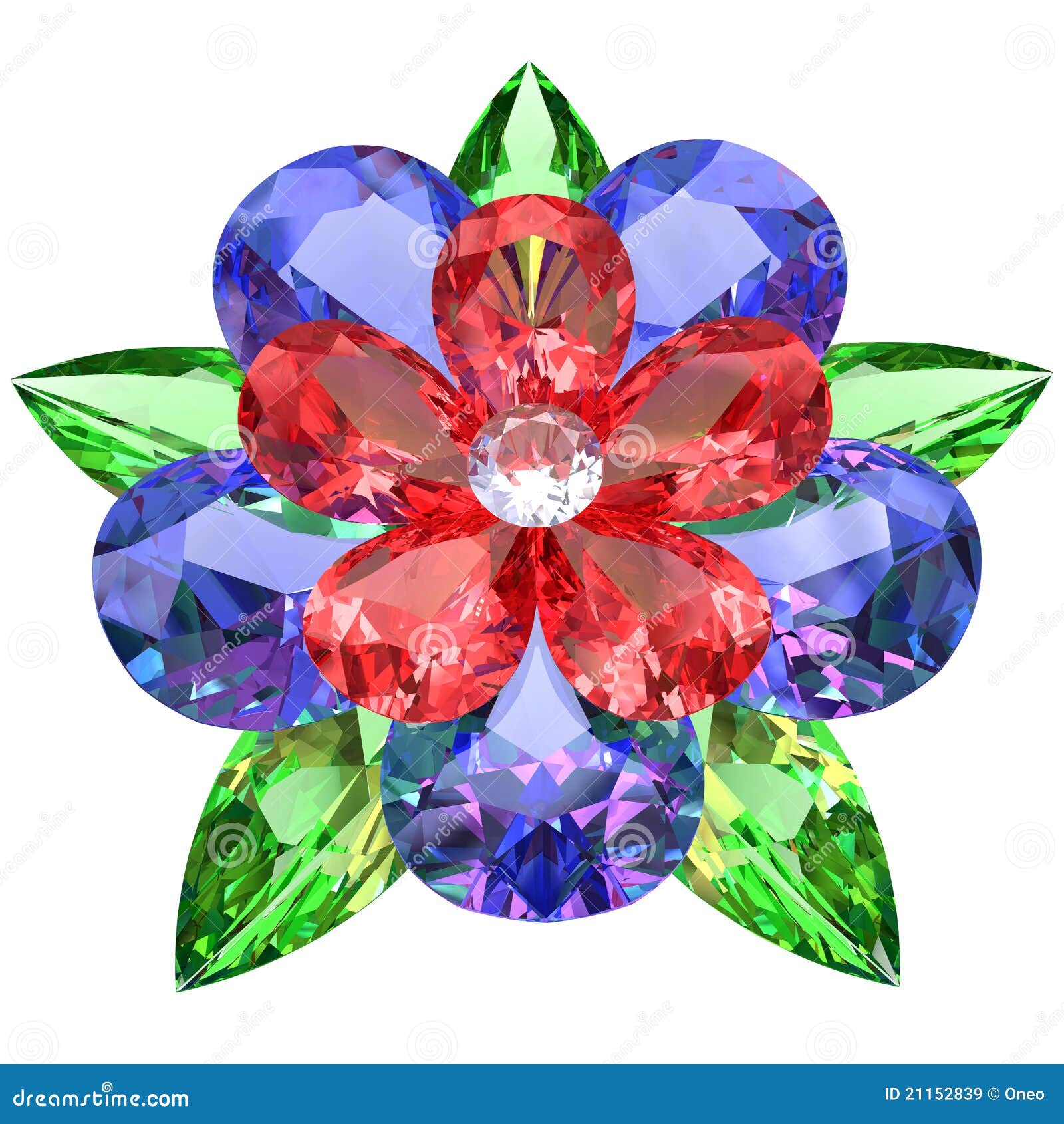 Flower Composed of Colored Gemstones Stock Illustration - Illustration ...
