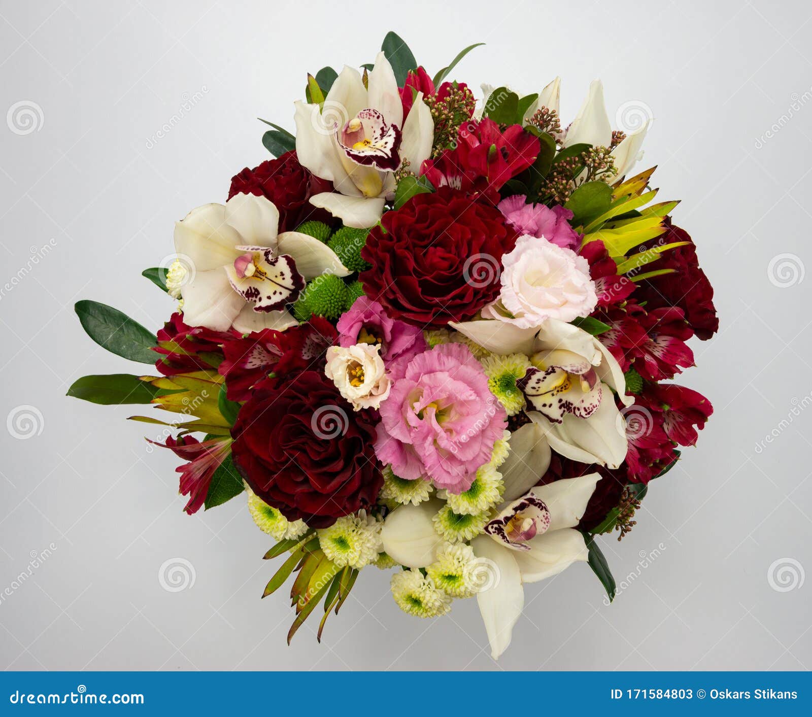 Flower Composition, Handmade by Florists with Roses and Orchids Stock ...