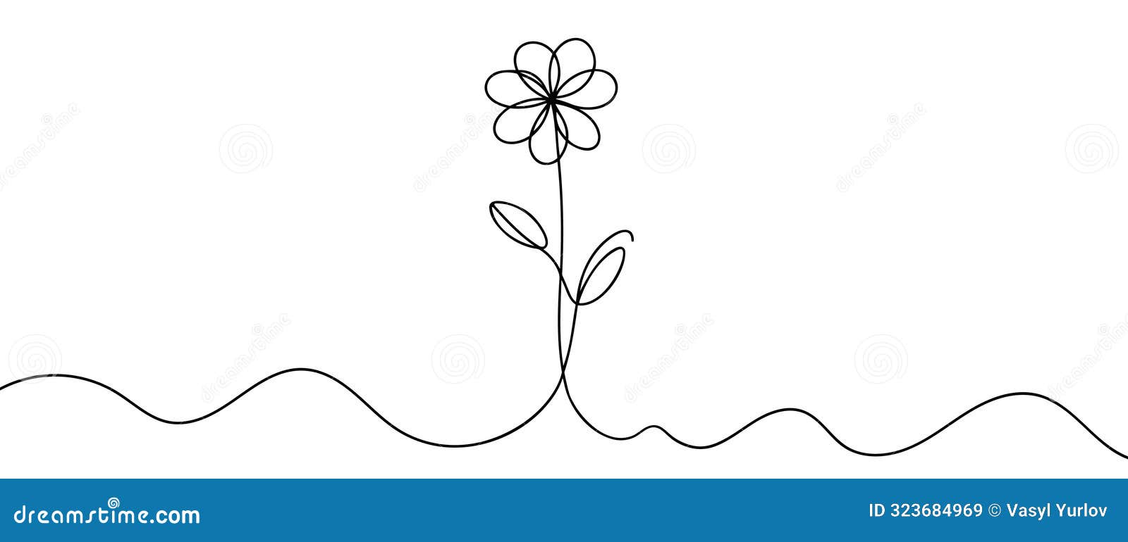 The Flower Continuous One Line Drawing. Vector Illustration Stock ...