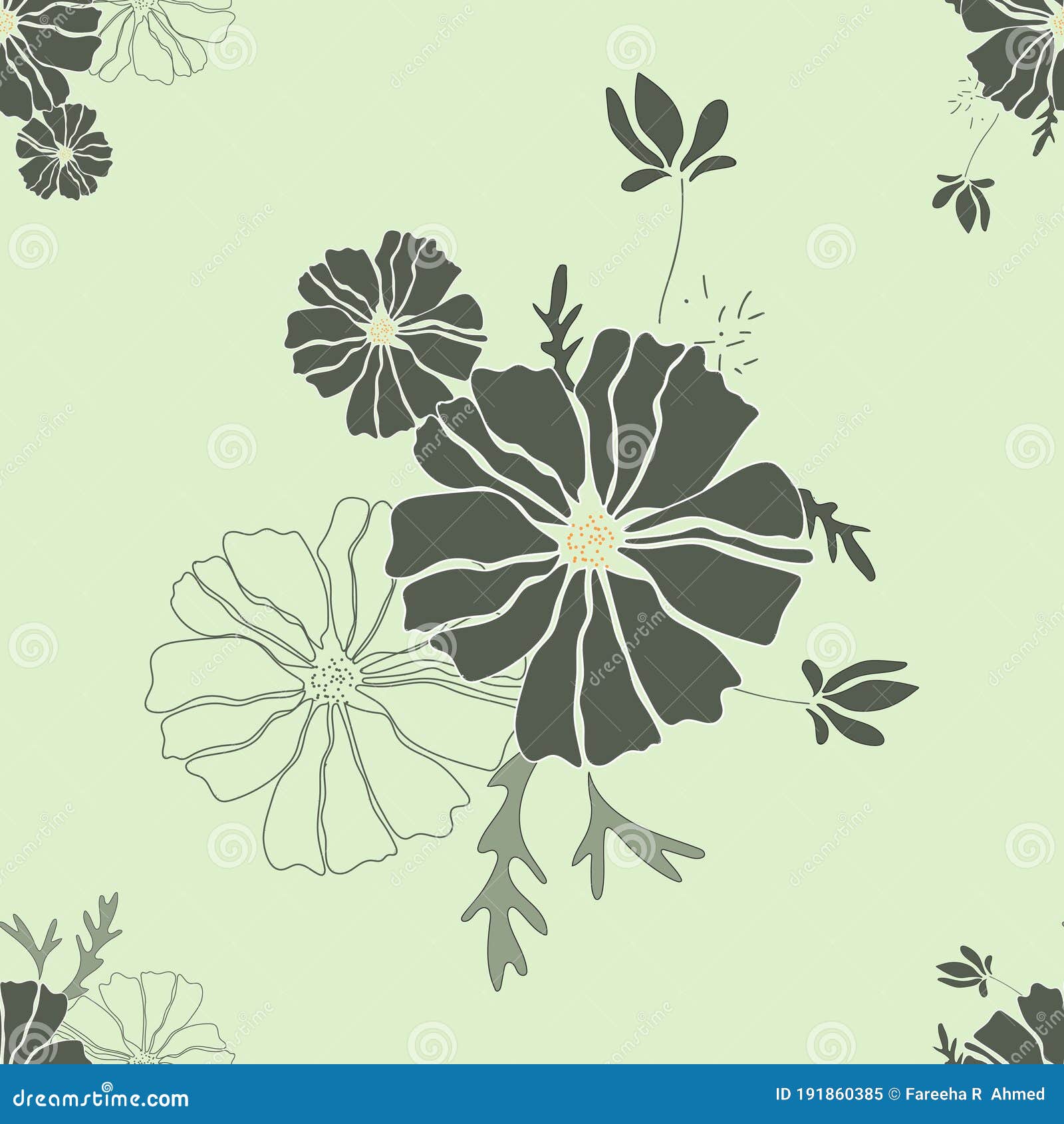 Grey Floral Pattern Seamless Vector Illustrator. Great for Fabrics ...