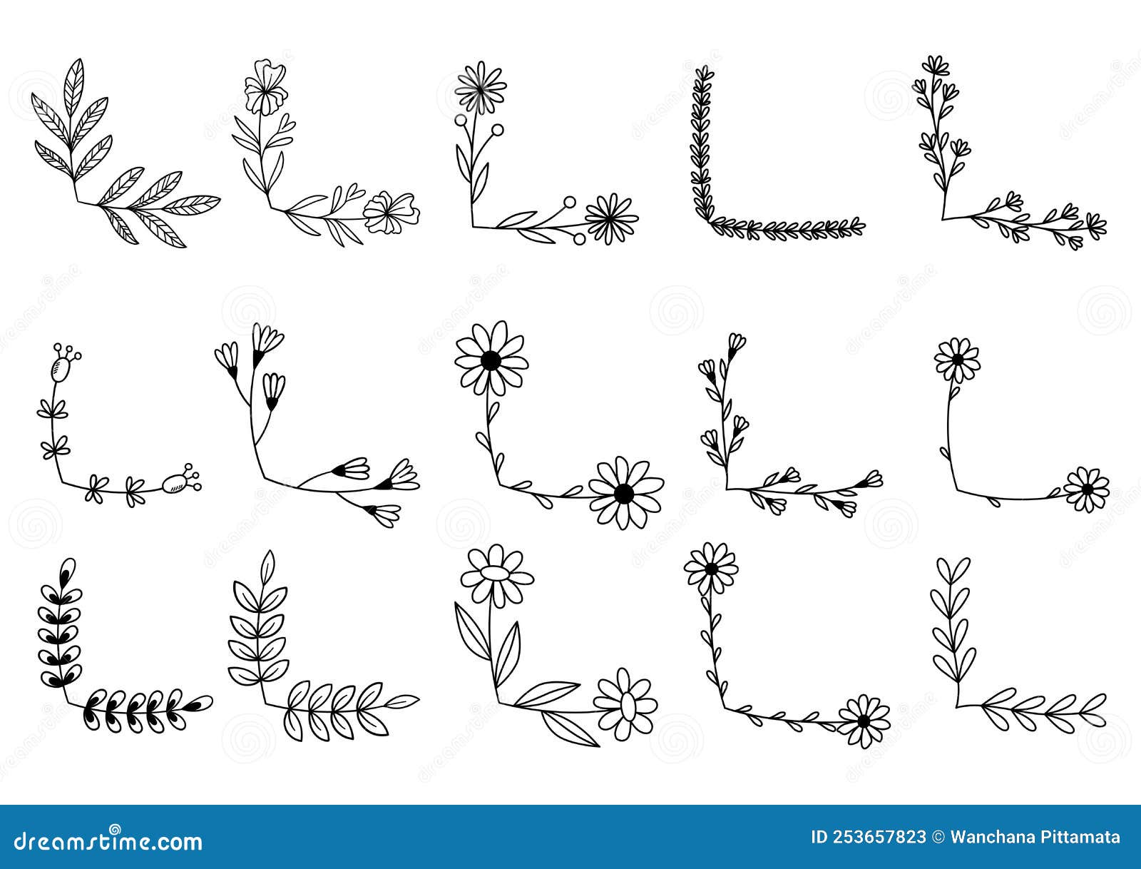 0002 flower corner stock vector. Illustration of book - 253657823