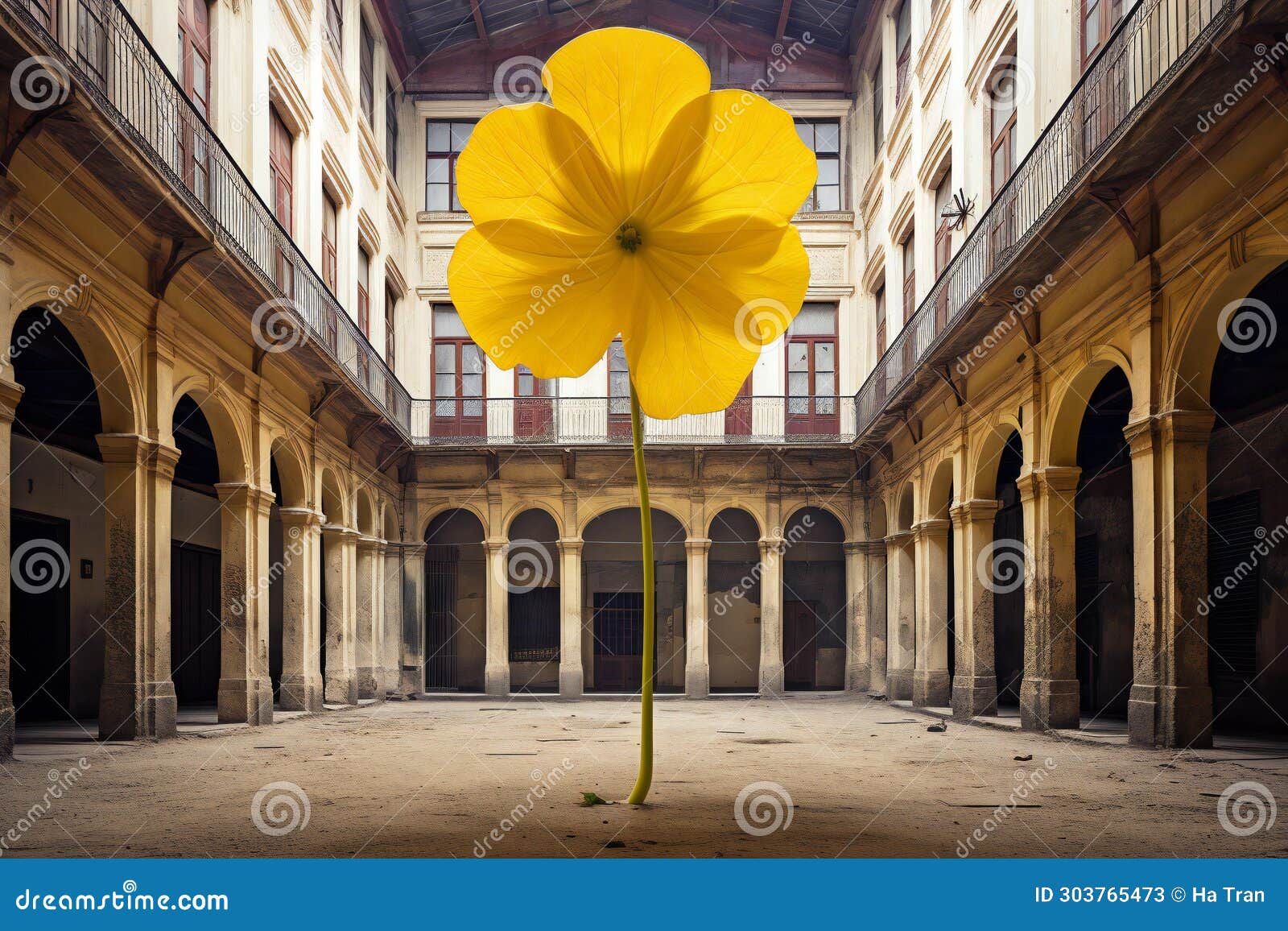 Flower in the Courtyard of an Old Castle Stock Illustration ...
