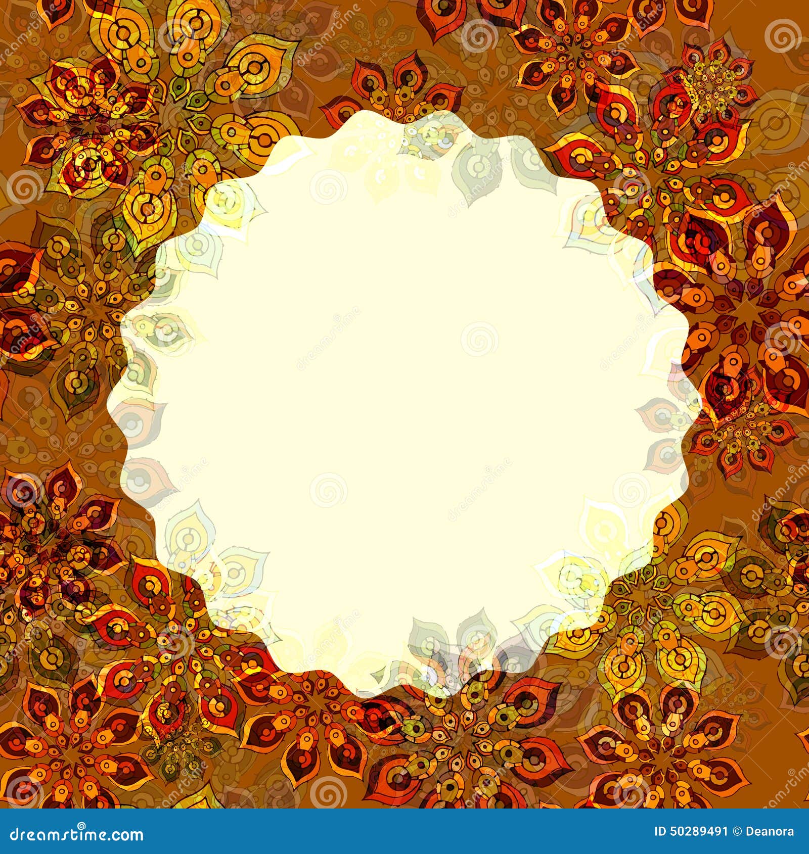 Flower Covered Decorative Frame in Orange Stock Vector - Illustration ...