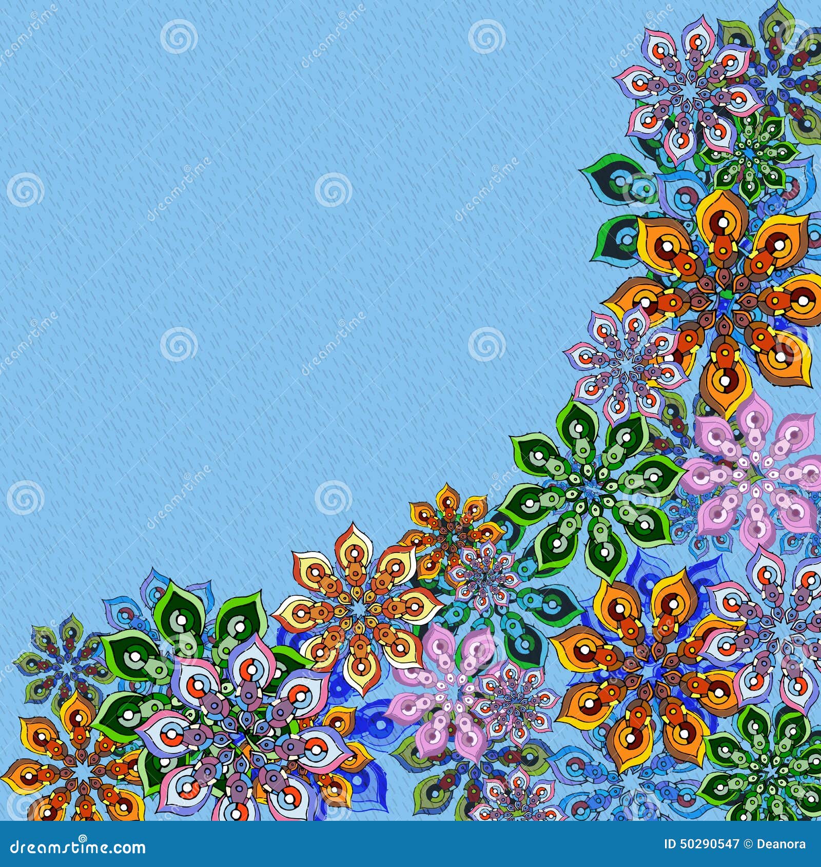 Flower Covered Frame On Blue Royalty-Free Stock Photography ...