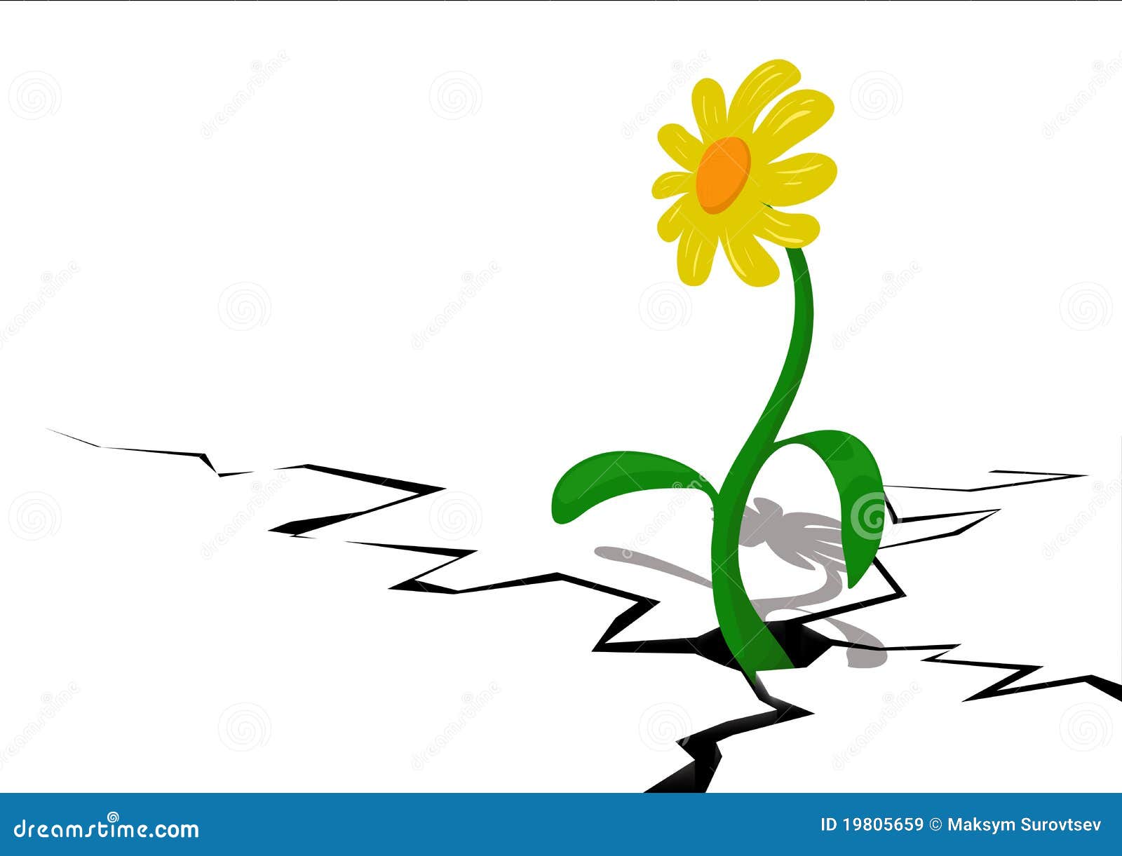 Flower in a crack stock illustration. Illustration of drought - 19805659
