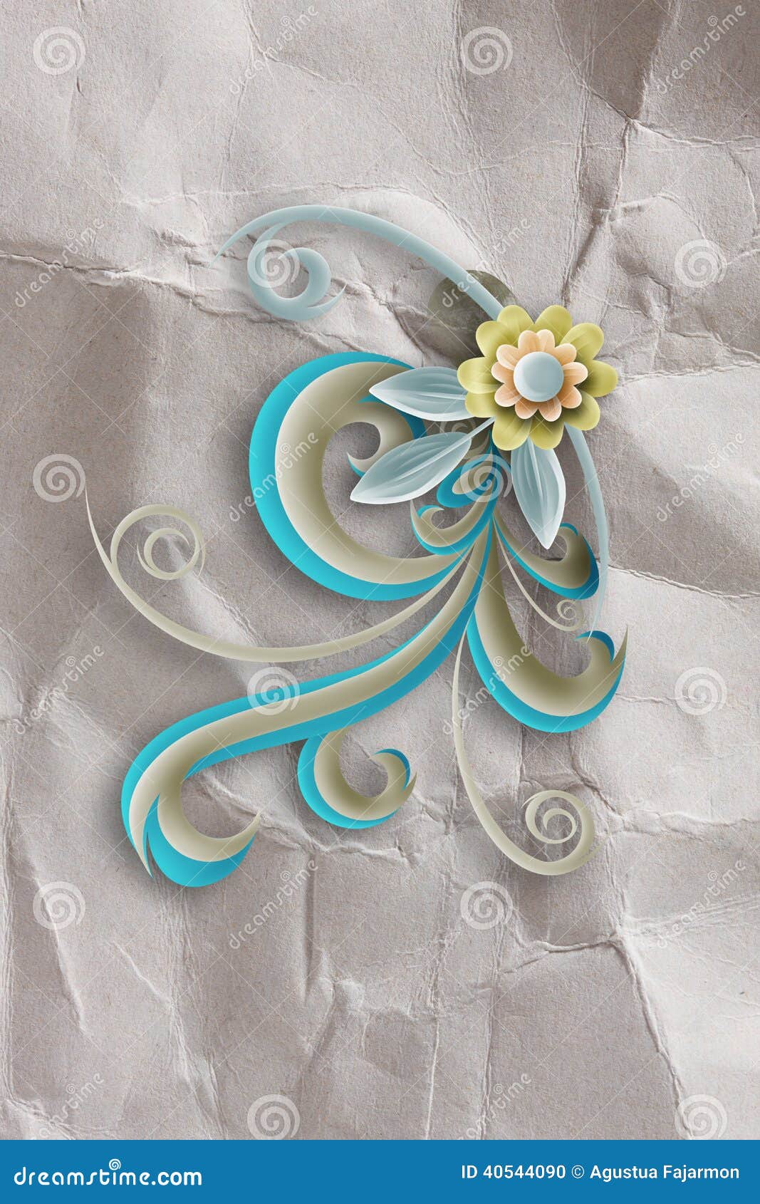 Flower and Crumpled Paper stock illustration. Illustration of tint ...