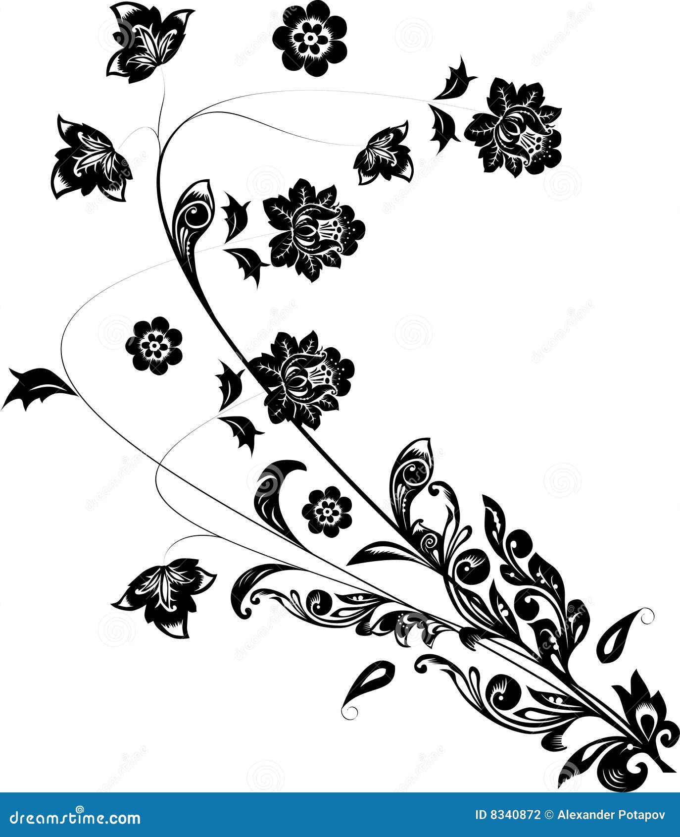 Flower curl silhouette stock illustration. Illustration of shape - 8340872