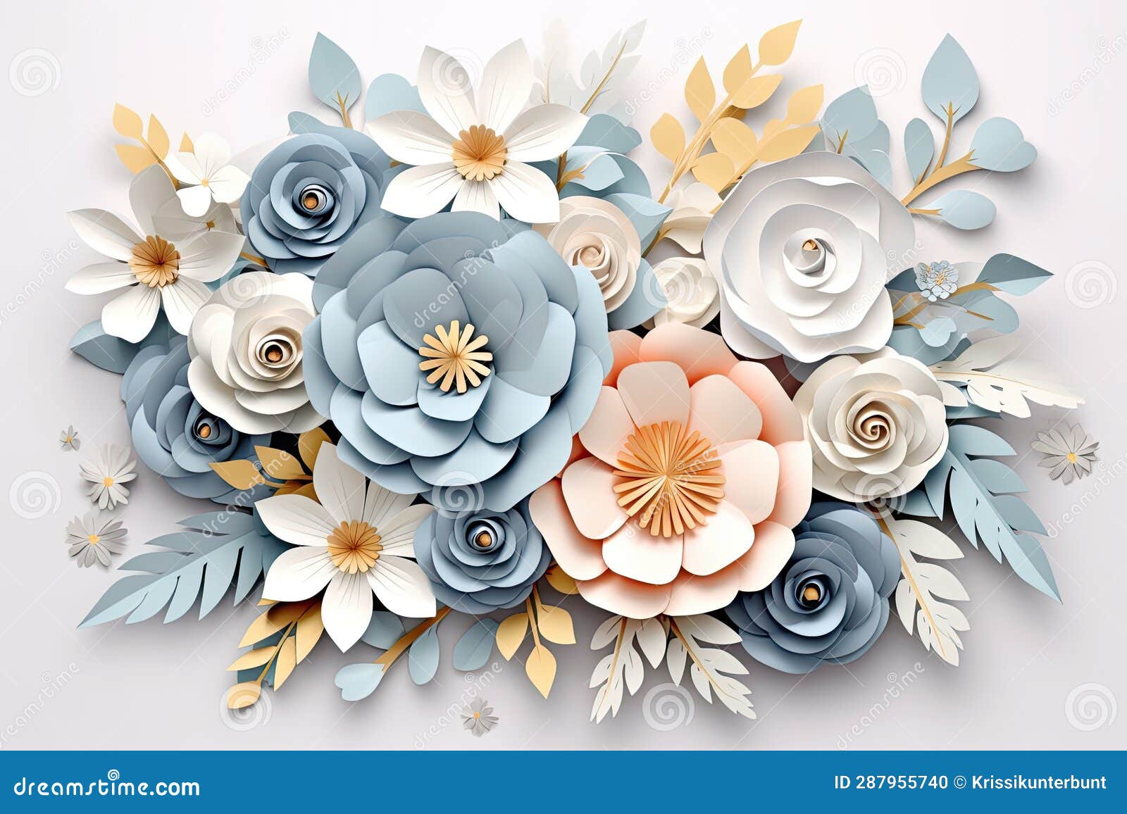 Flower 3d Paper Wedding Design Stock Illustration - Illustration of ...