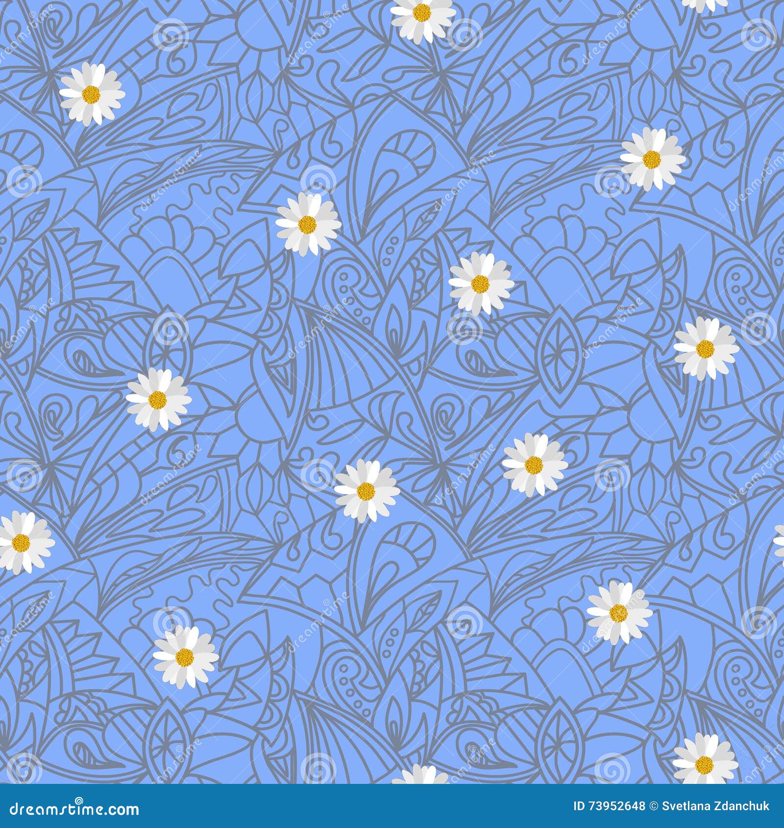 Flower Daisies Geometry Striped Seamless Pattern Stock Illustration ...