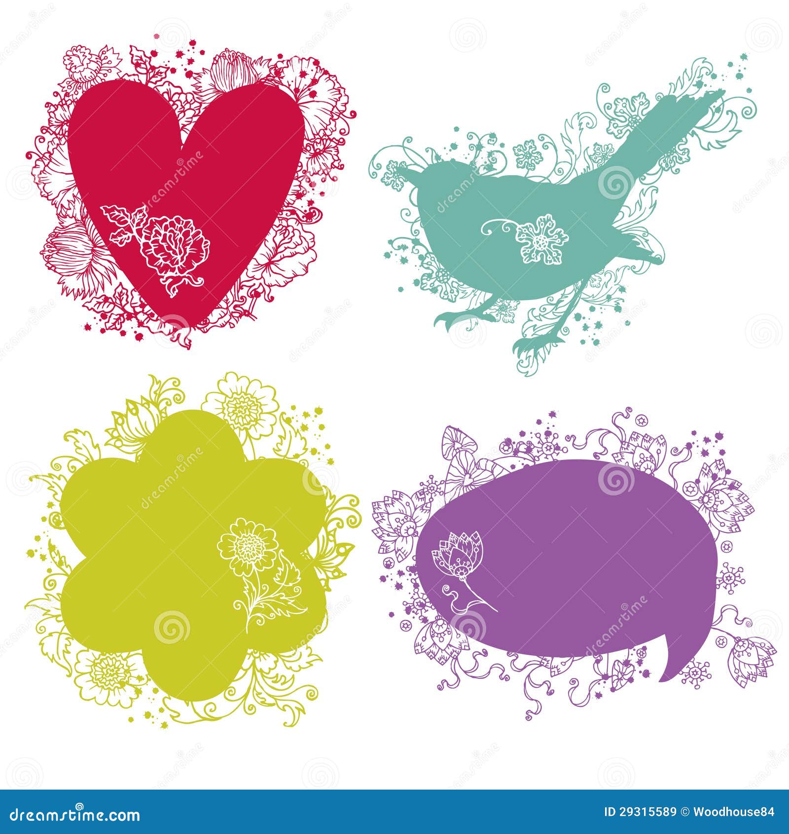 Flower Decorated Signs stock vector. Illustration of hand - 29315589