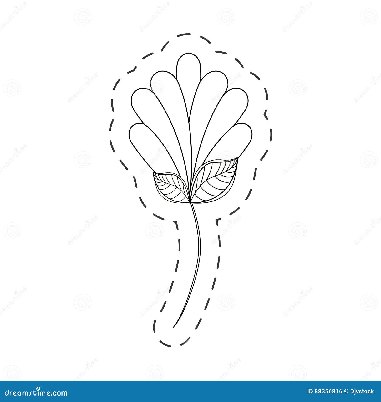 Flower Decoration Natural Cut Line Stock Illustration - Illustration of ...