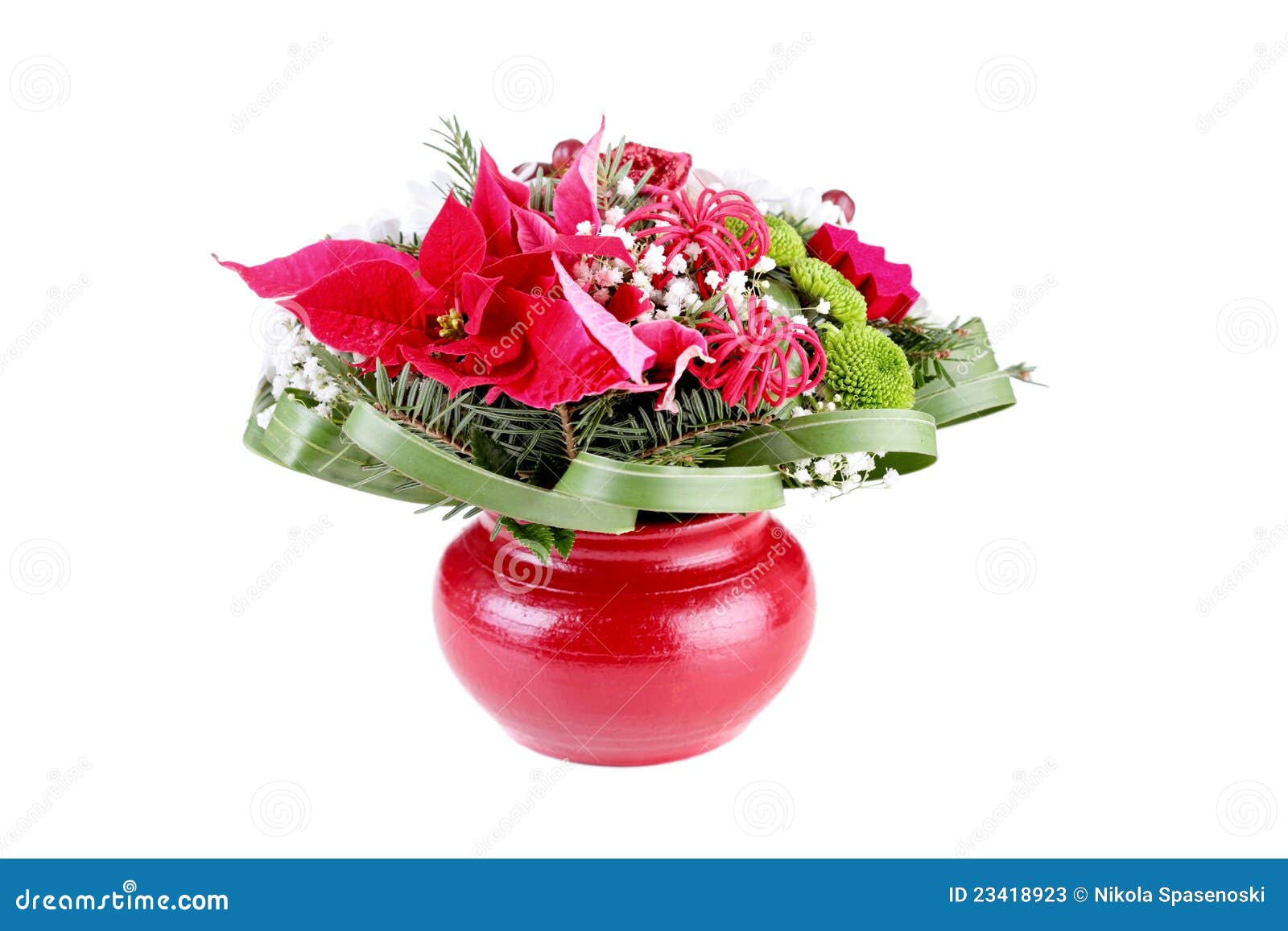 Flower Decoration in a Red Vase Stock Image - Image of color, plant ...