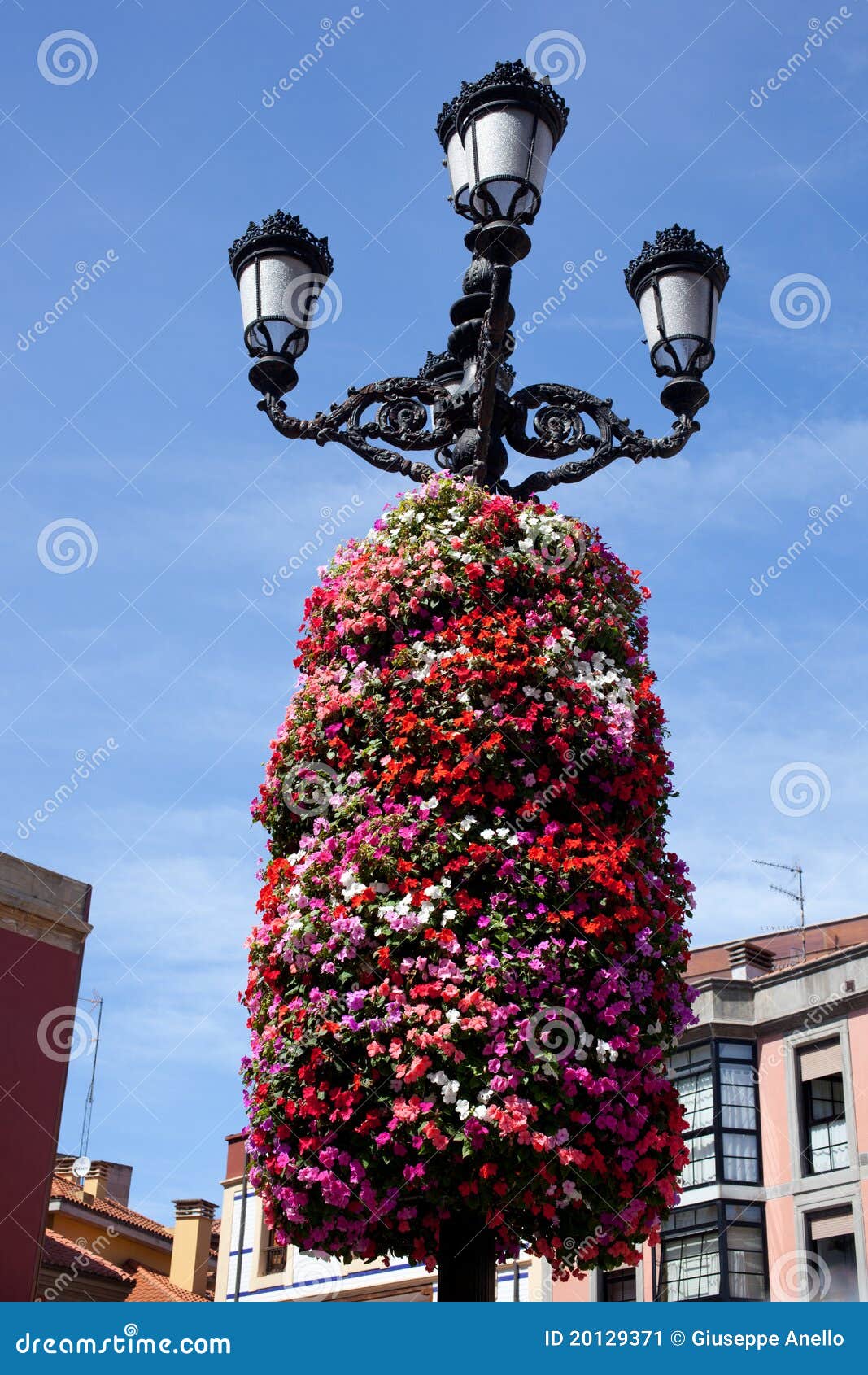 Flower Decoration on a Street Light Stock Image - Image of multicolored ...