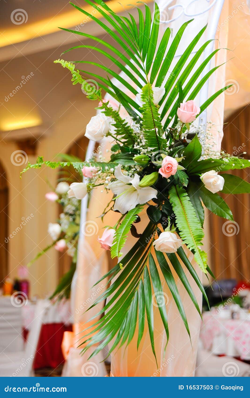 Flower Decoration of Wedding Banquet Hall Interior Stock Image - Image ...