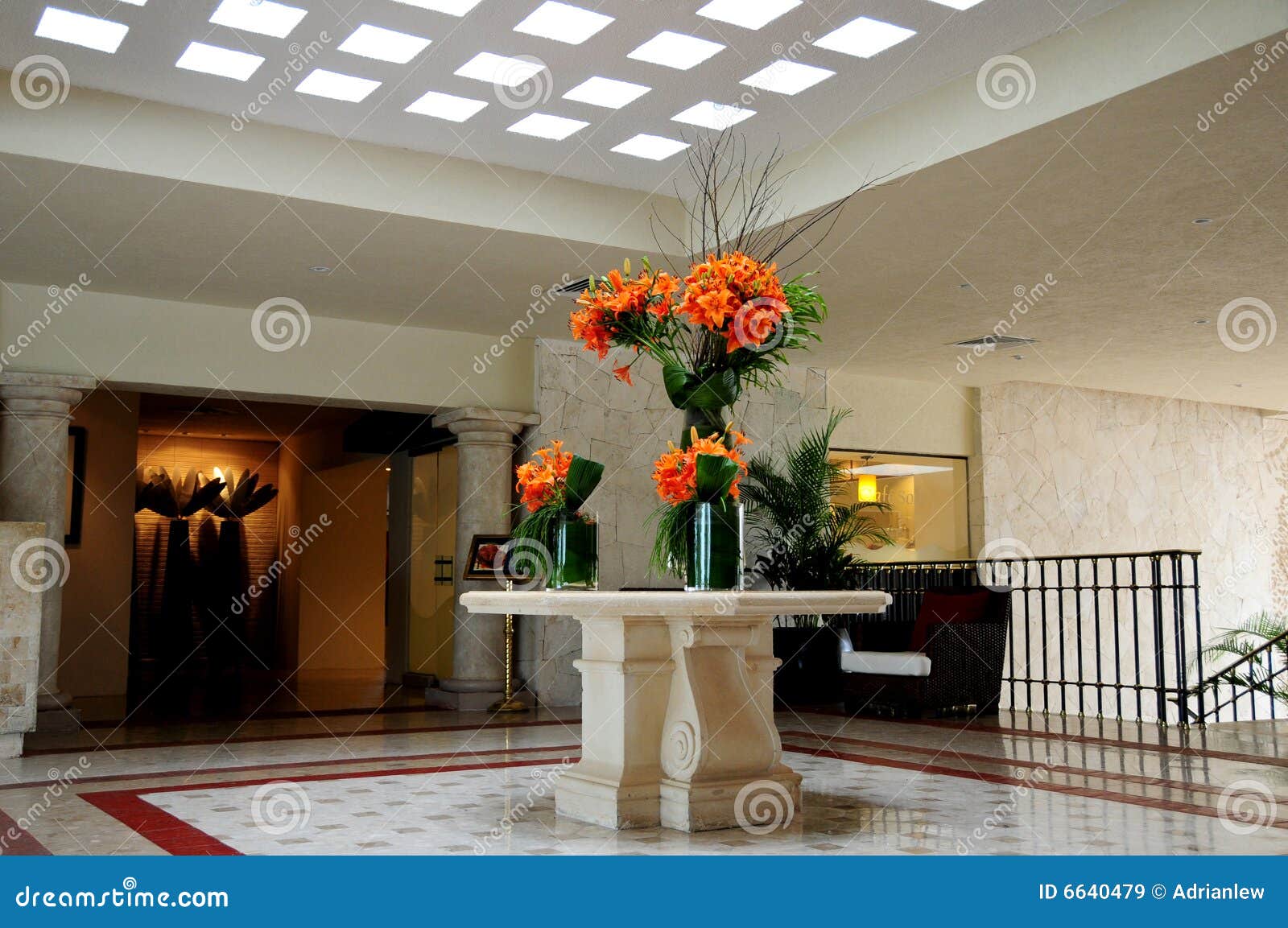 Flower Decorations in Lobby Stock Image - Image of comfortable ...