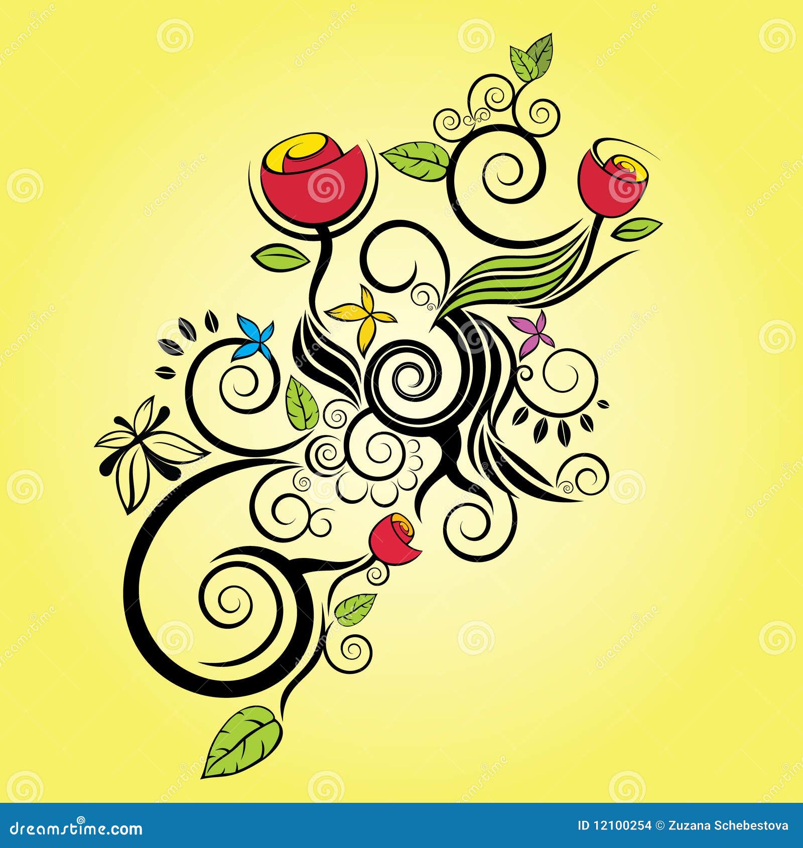 Flower Decorative Design Vector Stock Illustration - Illustration of ...