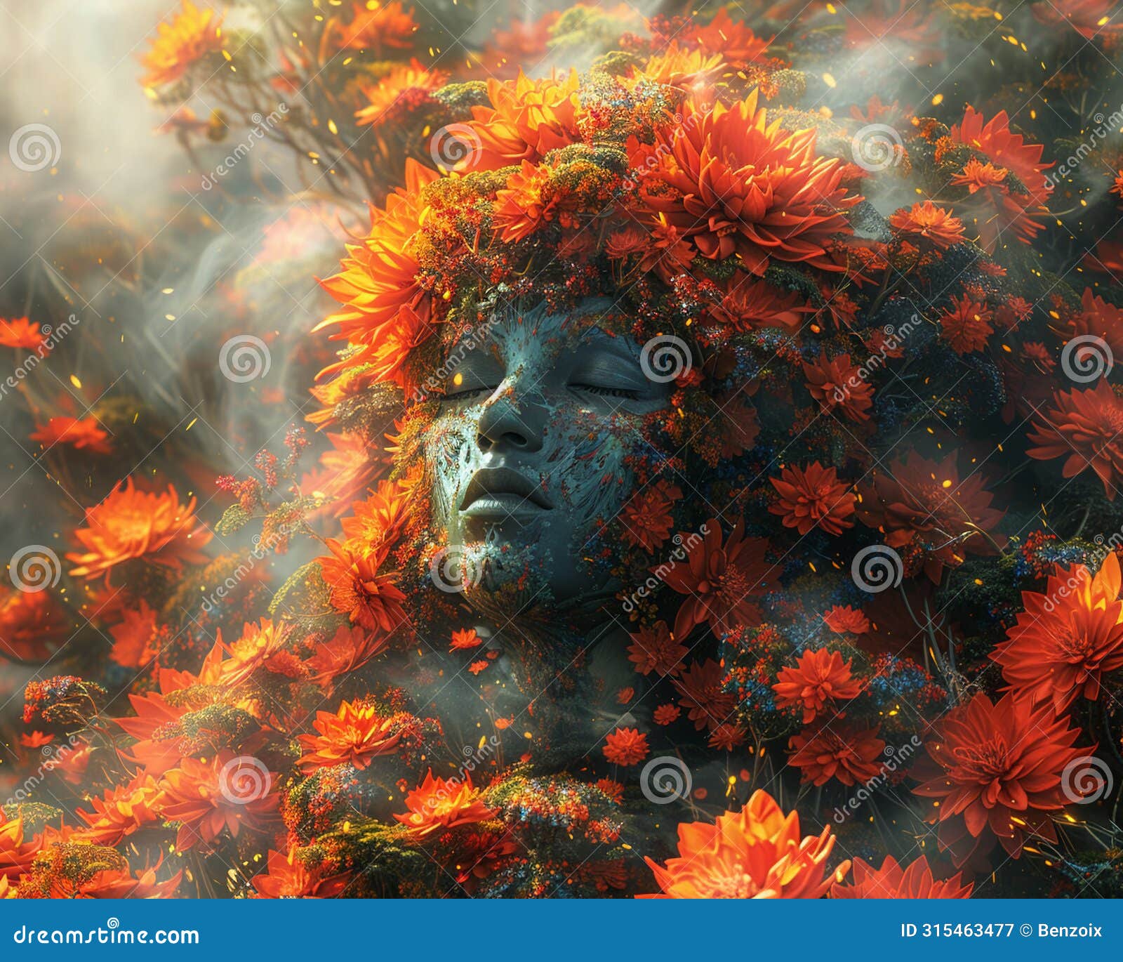 Flower Deity Overseeing the Bloom of Spring Stock Image - Image of ...