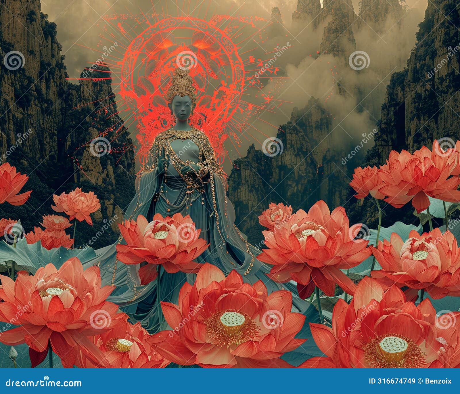 Flower Deity Overseeing the Bloom of Spring Stock Image - Image of ...