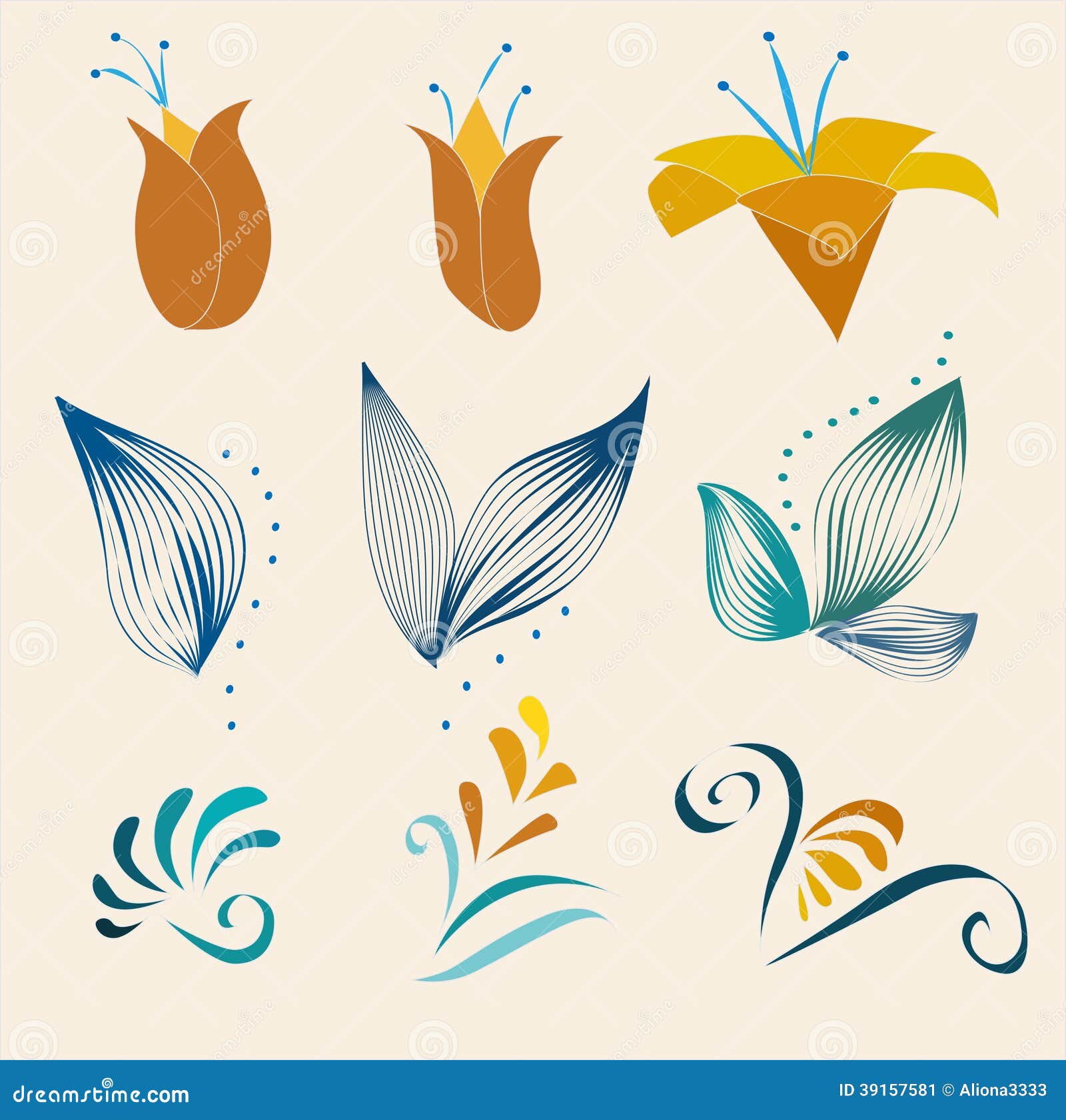 Flower design elements stock vector. Illustration of element - 39157581