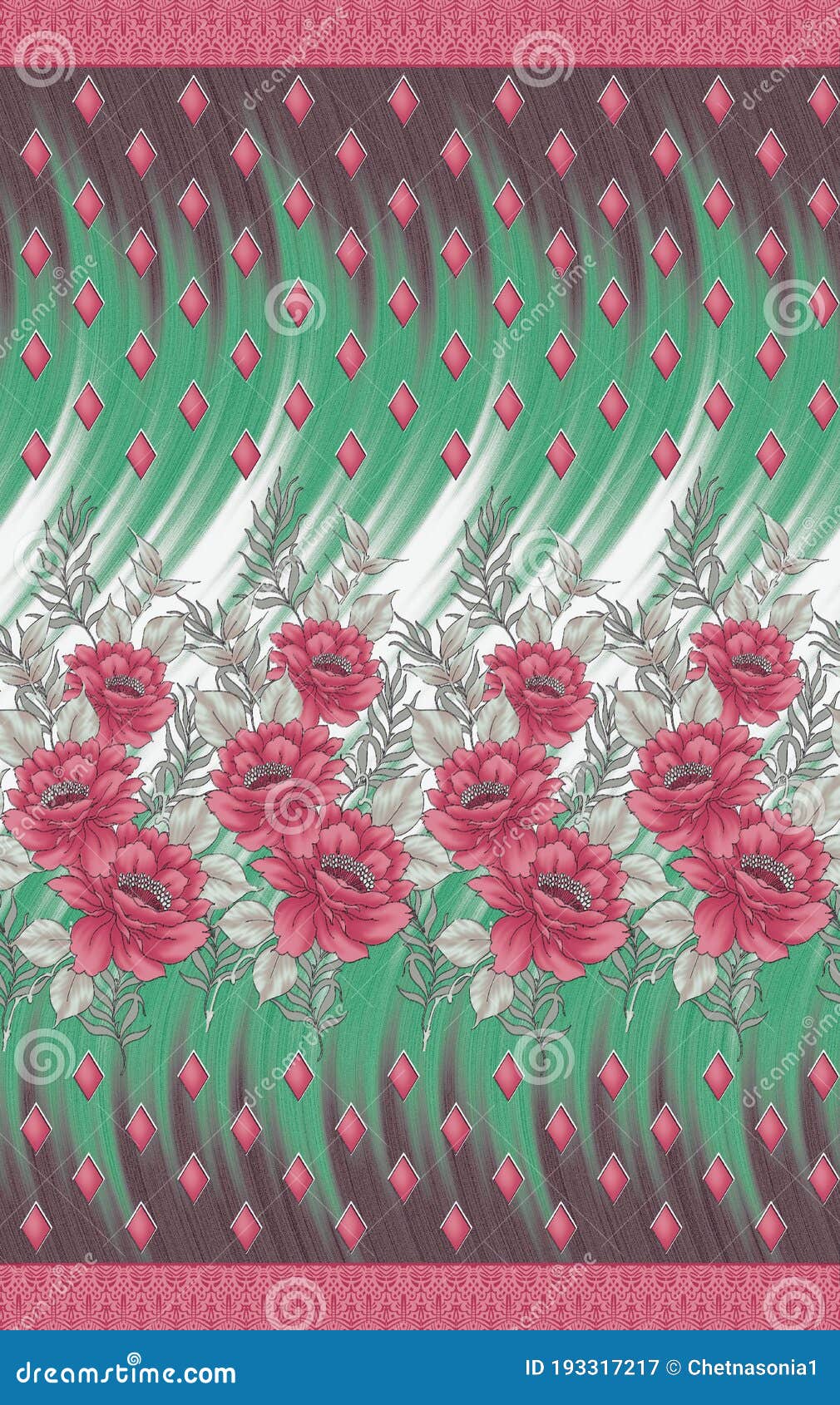 Flower Design with Green Color Digital Background Stock Illustration ...