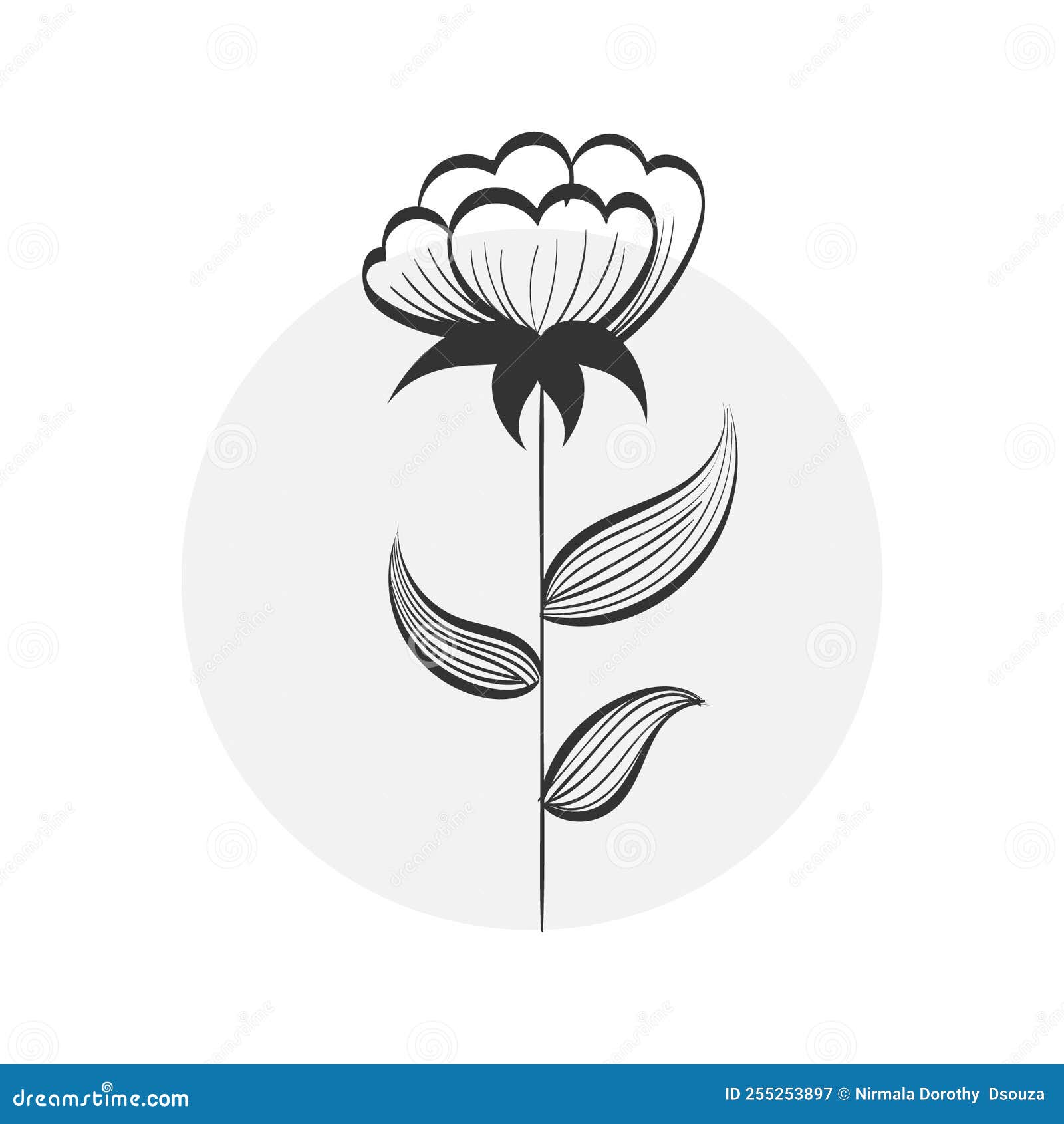 Flower Drawing with Line-art for Print Stock Illustration ...
