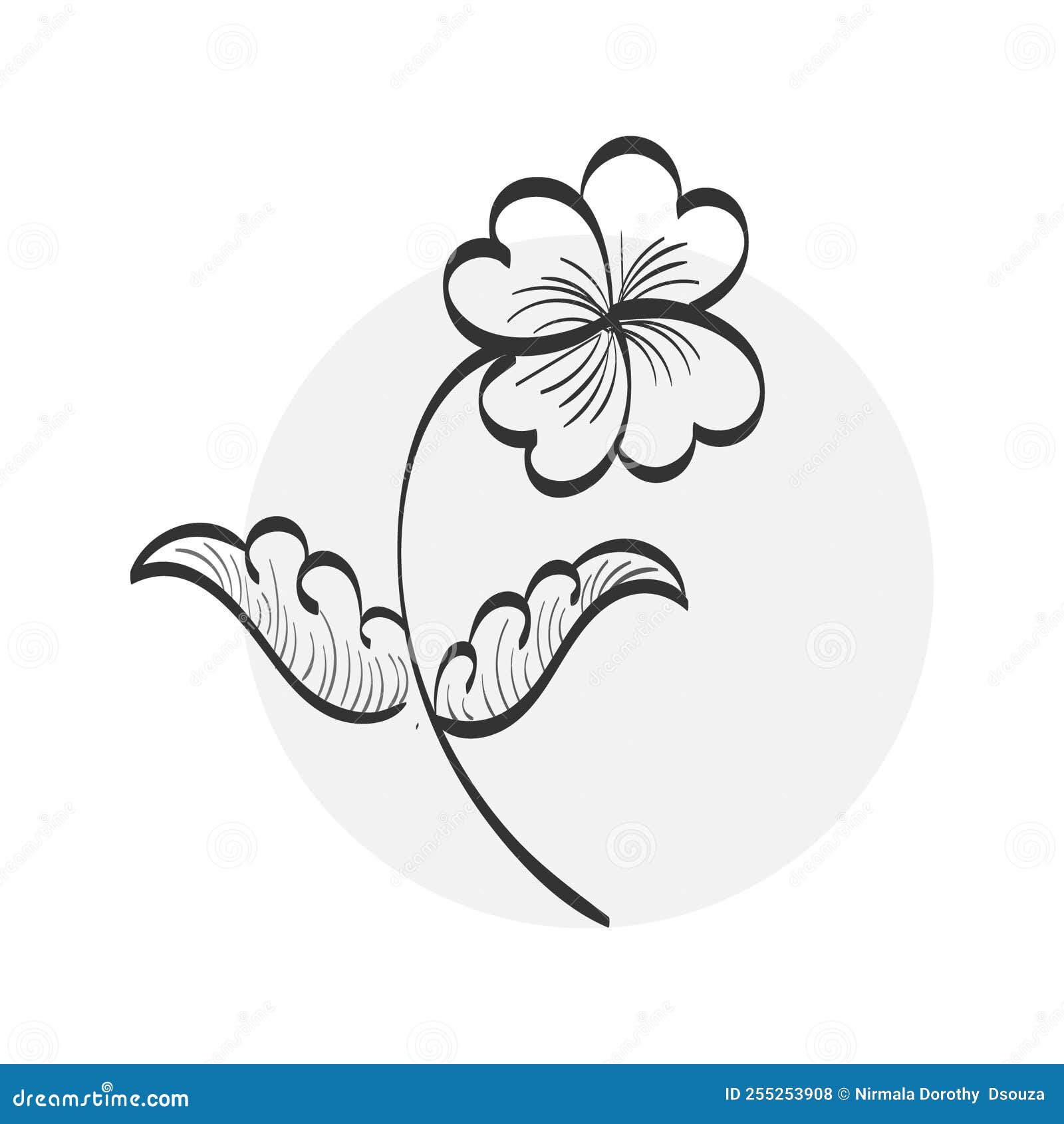Flower Drawing with Line-art for Print Stock Illustration ...