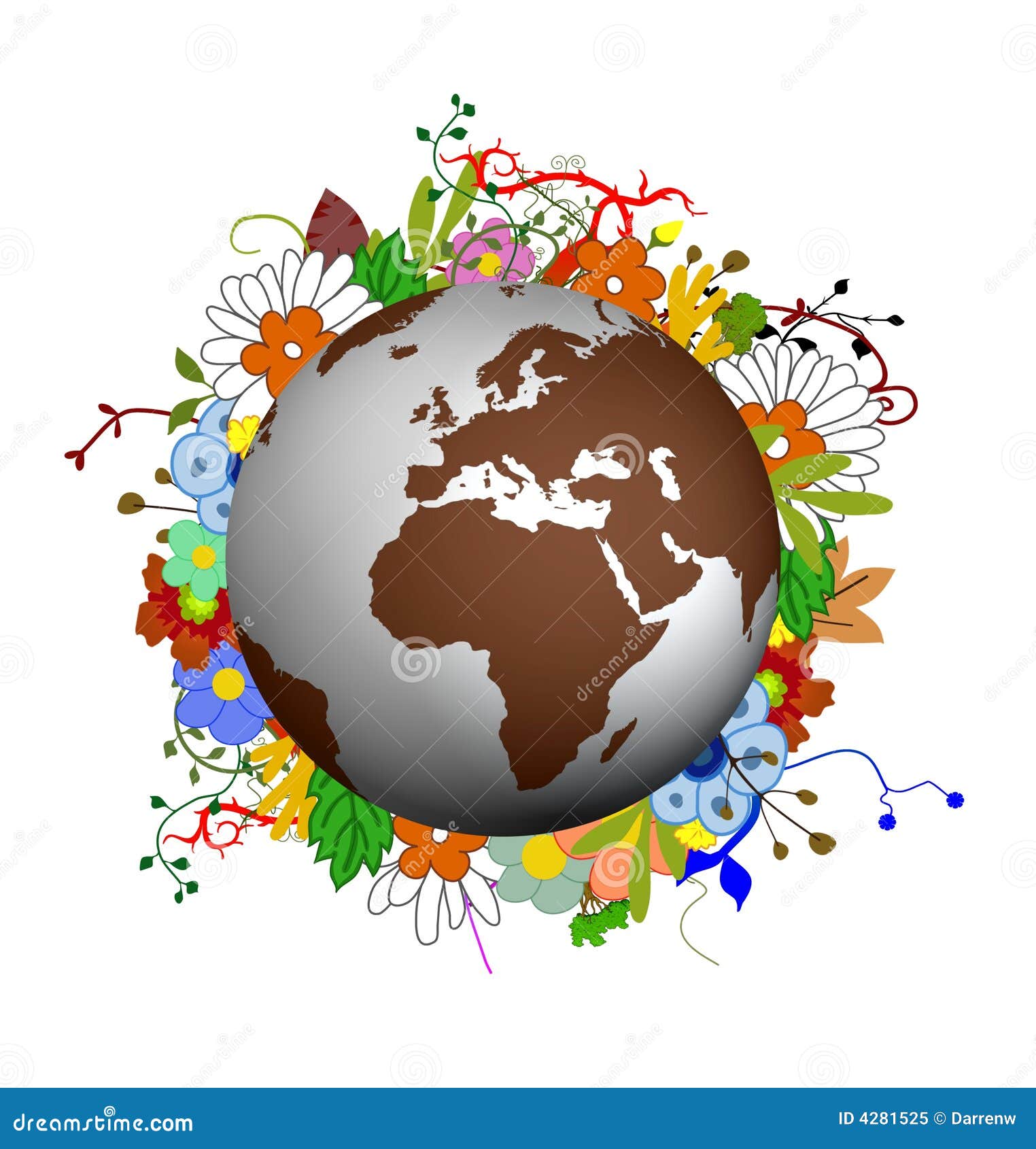Flower Earth stock illustration. Illustration of graphic - 4281525