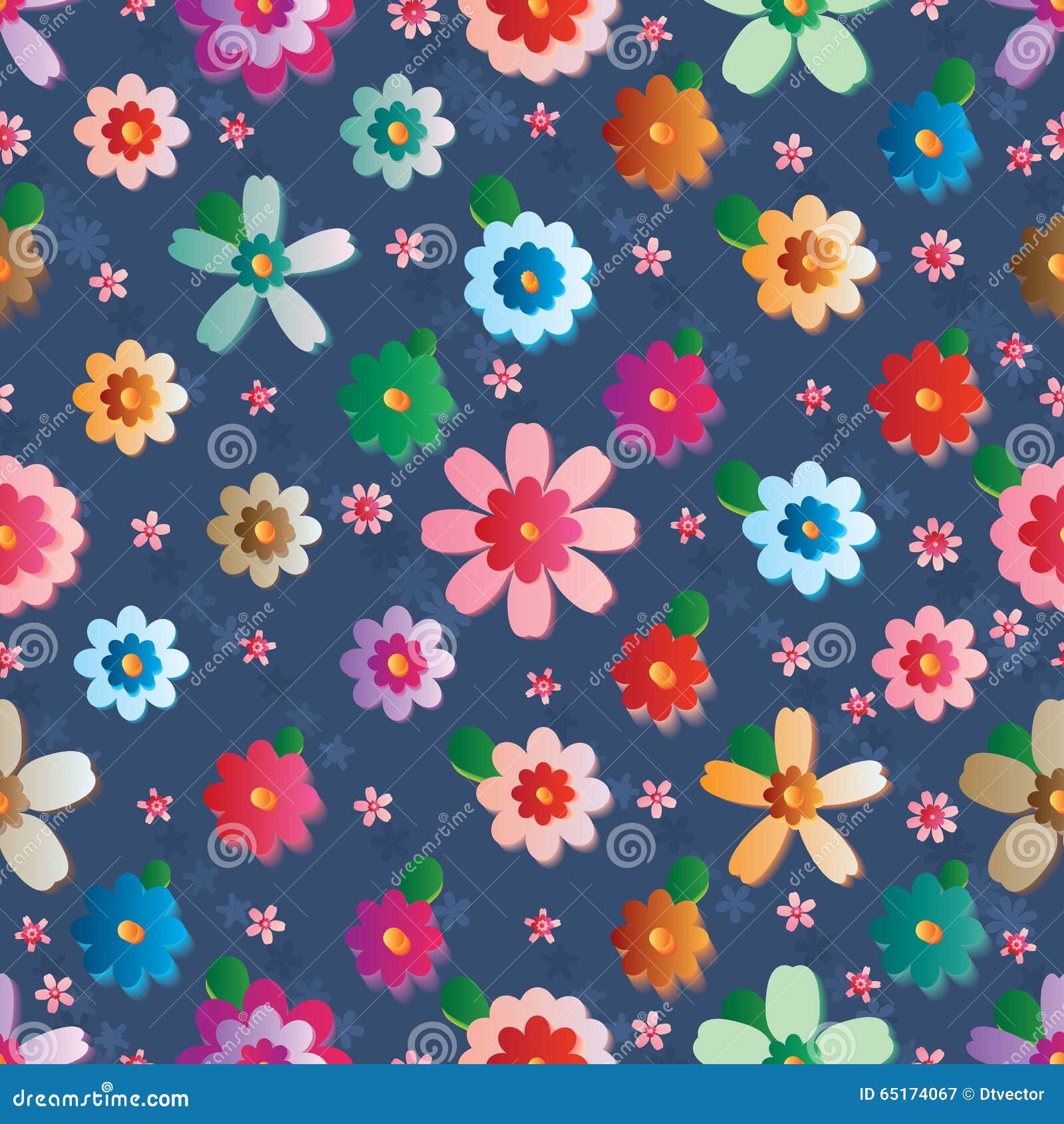 Flower Effect Symmetry Seamless Pattern Stock Vector - Illustration of ...