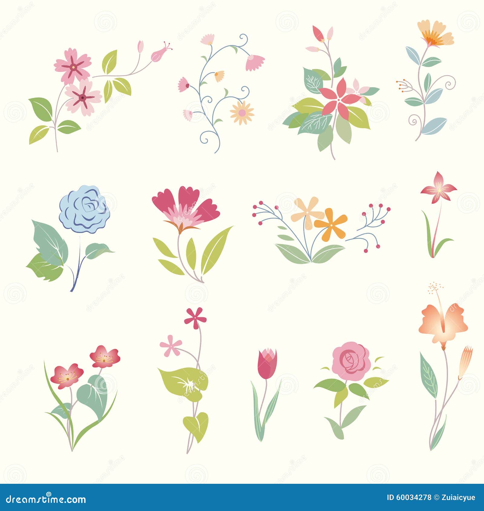 Flower elements stock vector. Illustration of leaves - 60034278