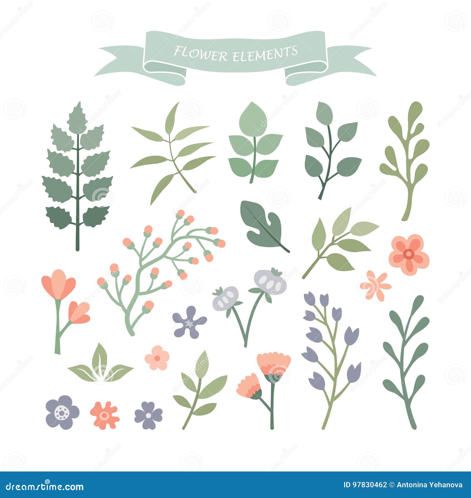 Flower elements. stock vector. Illustration of collection - 97830462