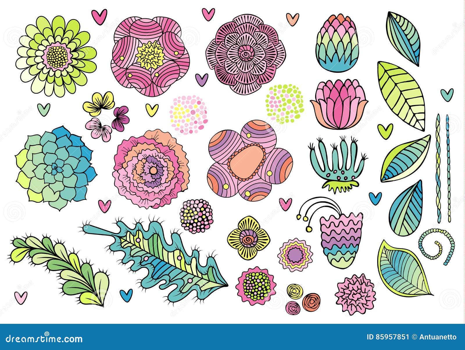 Flower Elements Set Vector Illustration Stock Vector - Illustration of ...