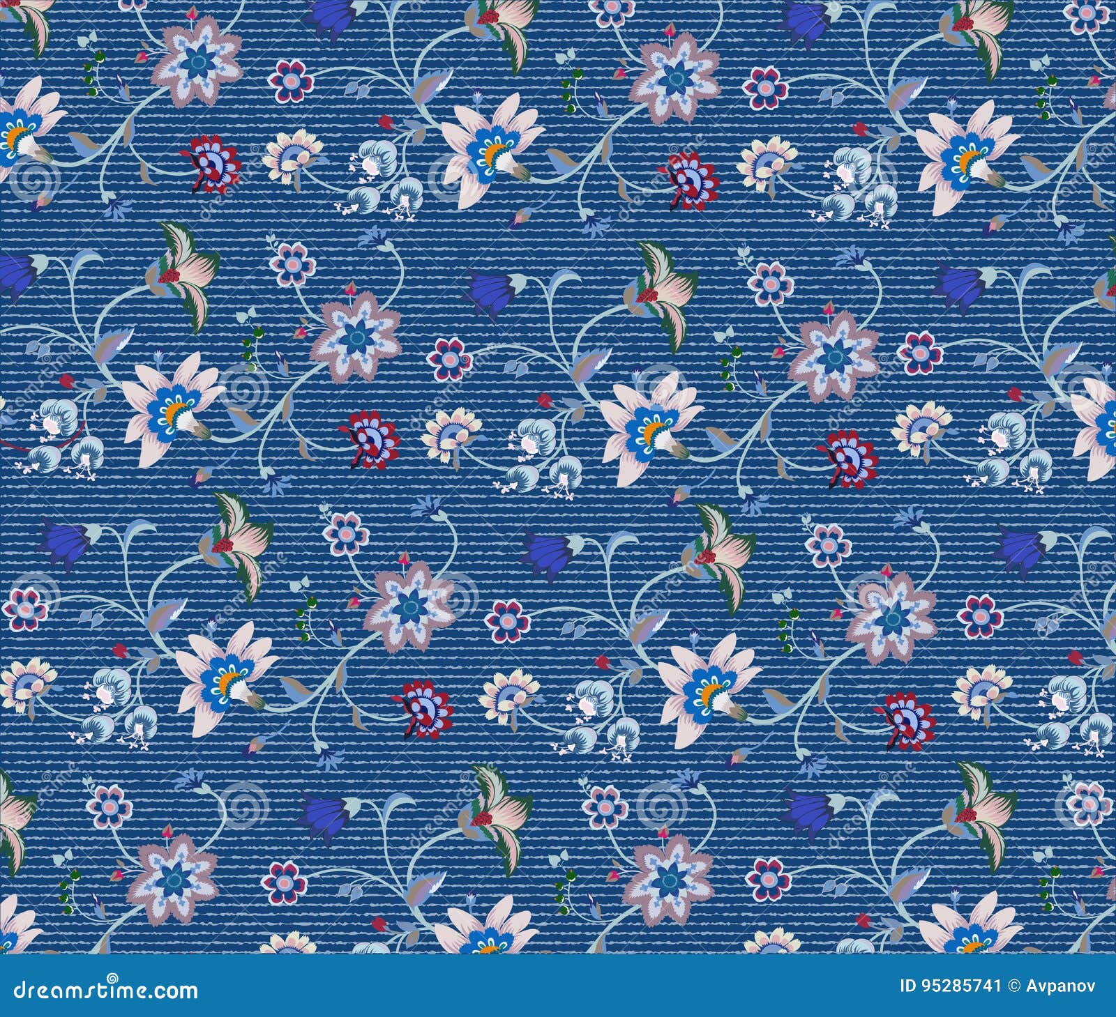 Flower Embroidery on Denim Fabric Stock Vector - Illustration of ...