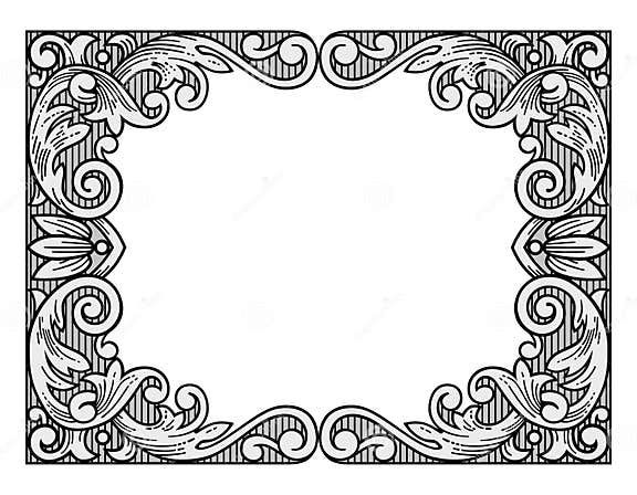 Flower engraving frame stock vector. Illustration of flourishes - 4325498