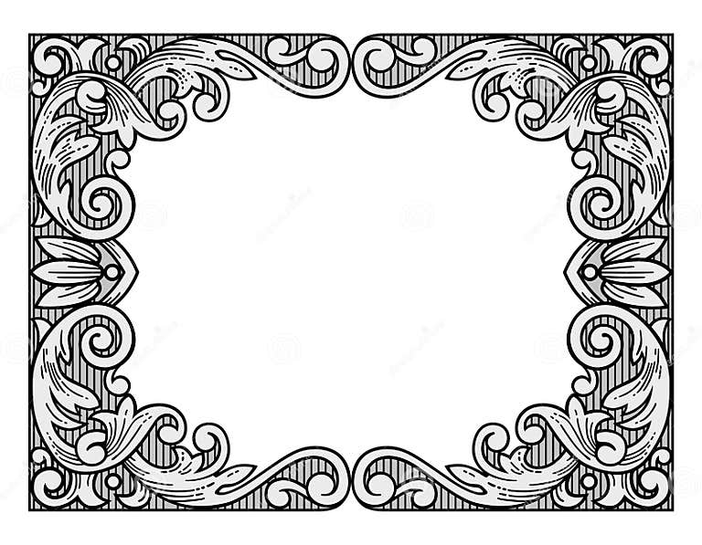 Flower engraving frame stock vector. Illustration of flourishes - 4325498