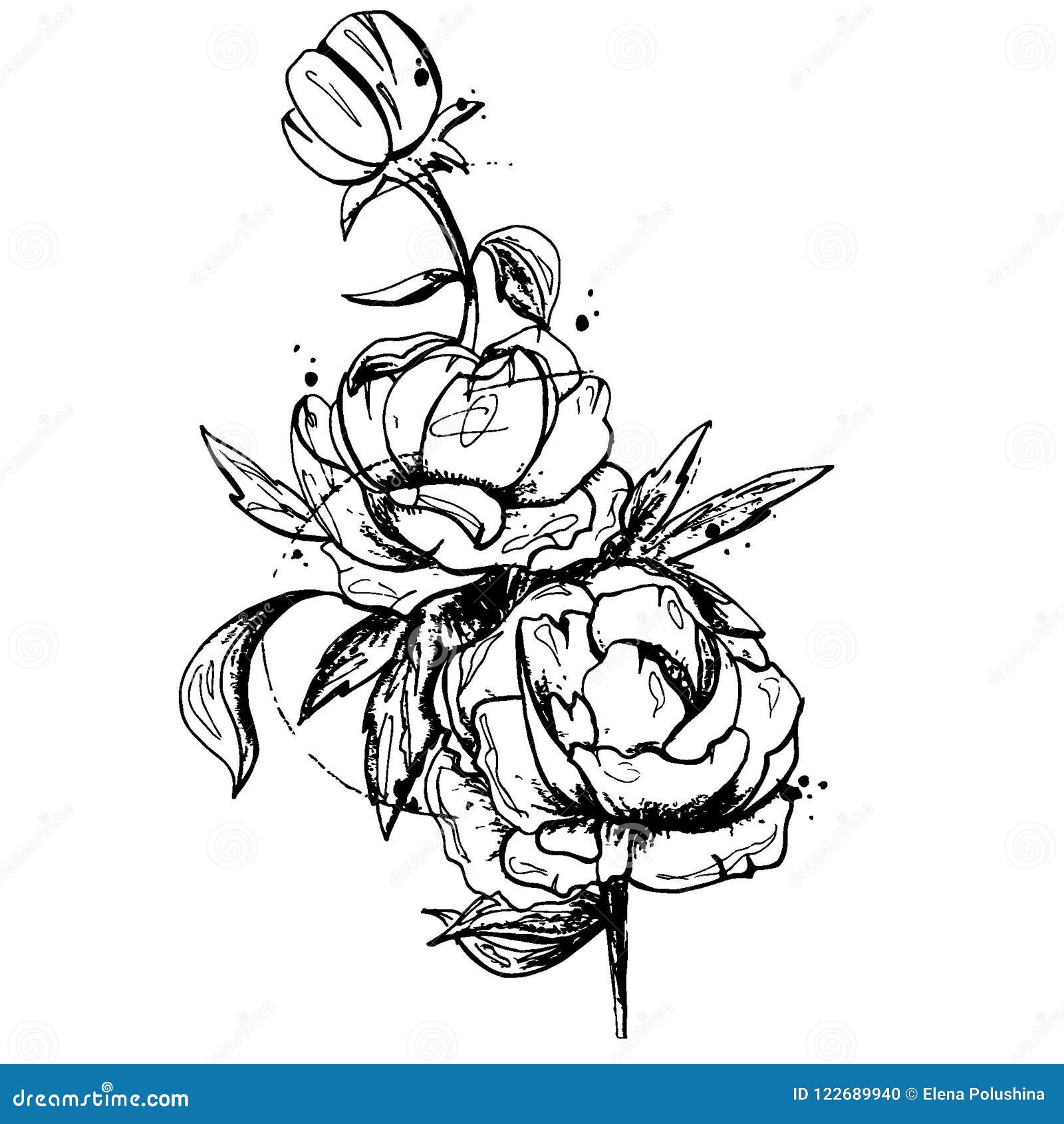 Flower etching style stock vector. Illustration of etching - 122689940