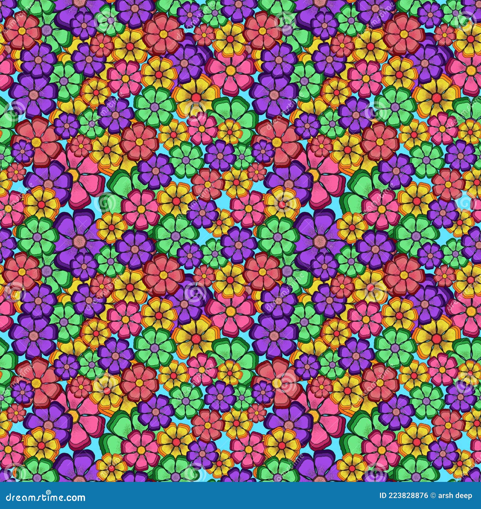 Flower Explosion in Pattern Stock Illustration - Illustration of design ...