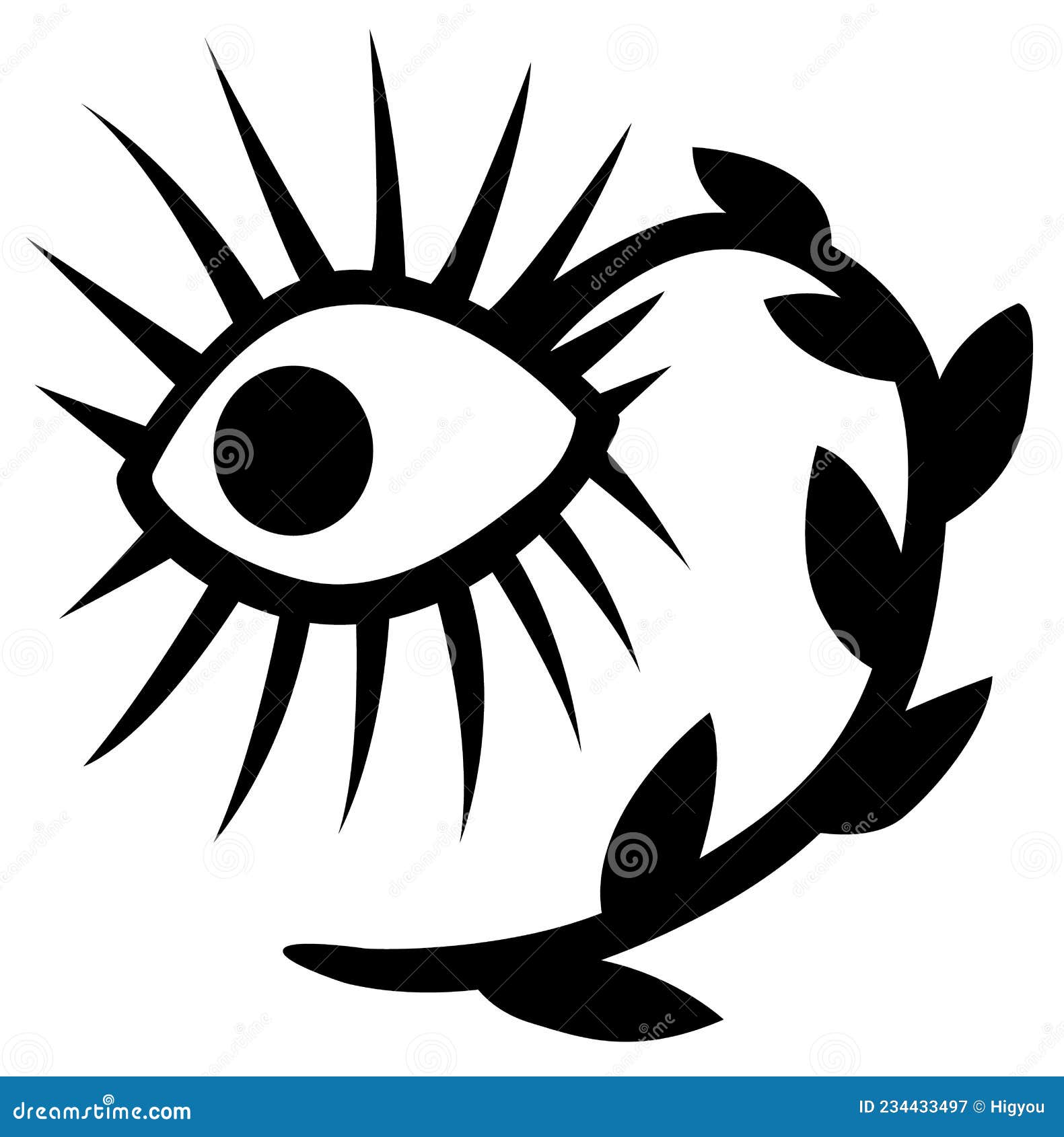 Flower Eye Spiky Stencil stock vector. Illustration of looking - 234433497
