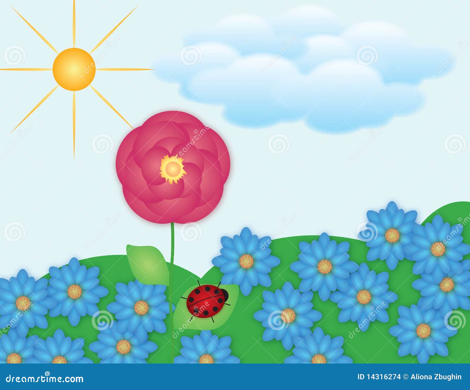 Flower field stock vector. Illustration of flower, foliage - 14316274