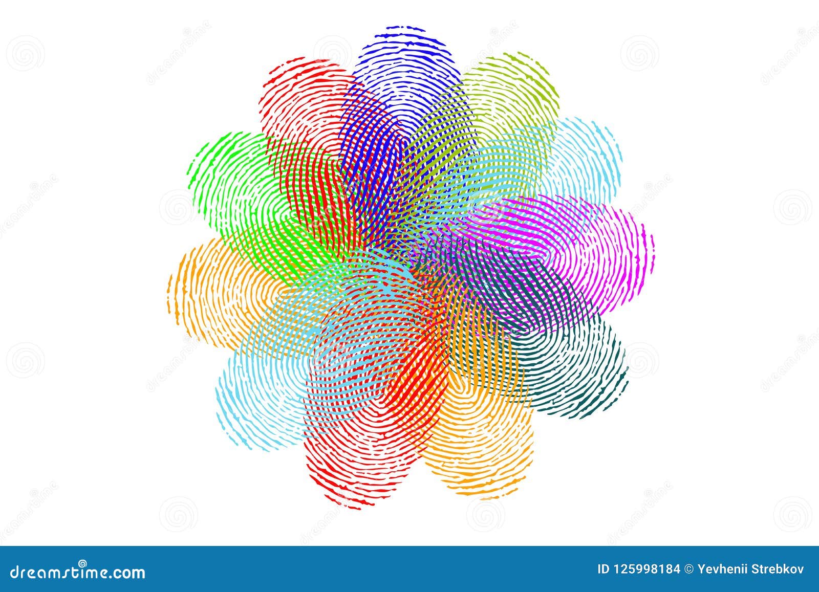 Colorful Fingerprints Horizontal Seamless Pattern Vector Illustration ...