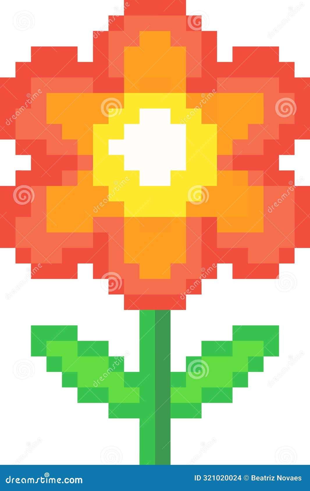 Whimsical Pixel Art Flower in Vector: Retro 8-bit Floral Illustration ...