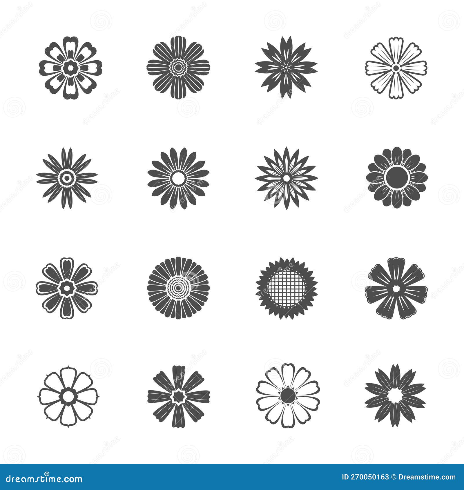 Flower flat pattern Icons stock illustration. Illustration of abstract ...