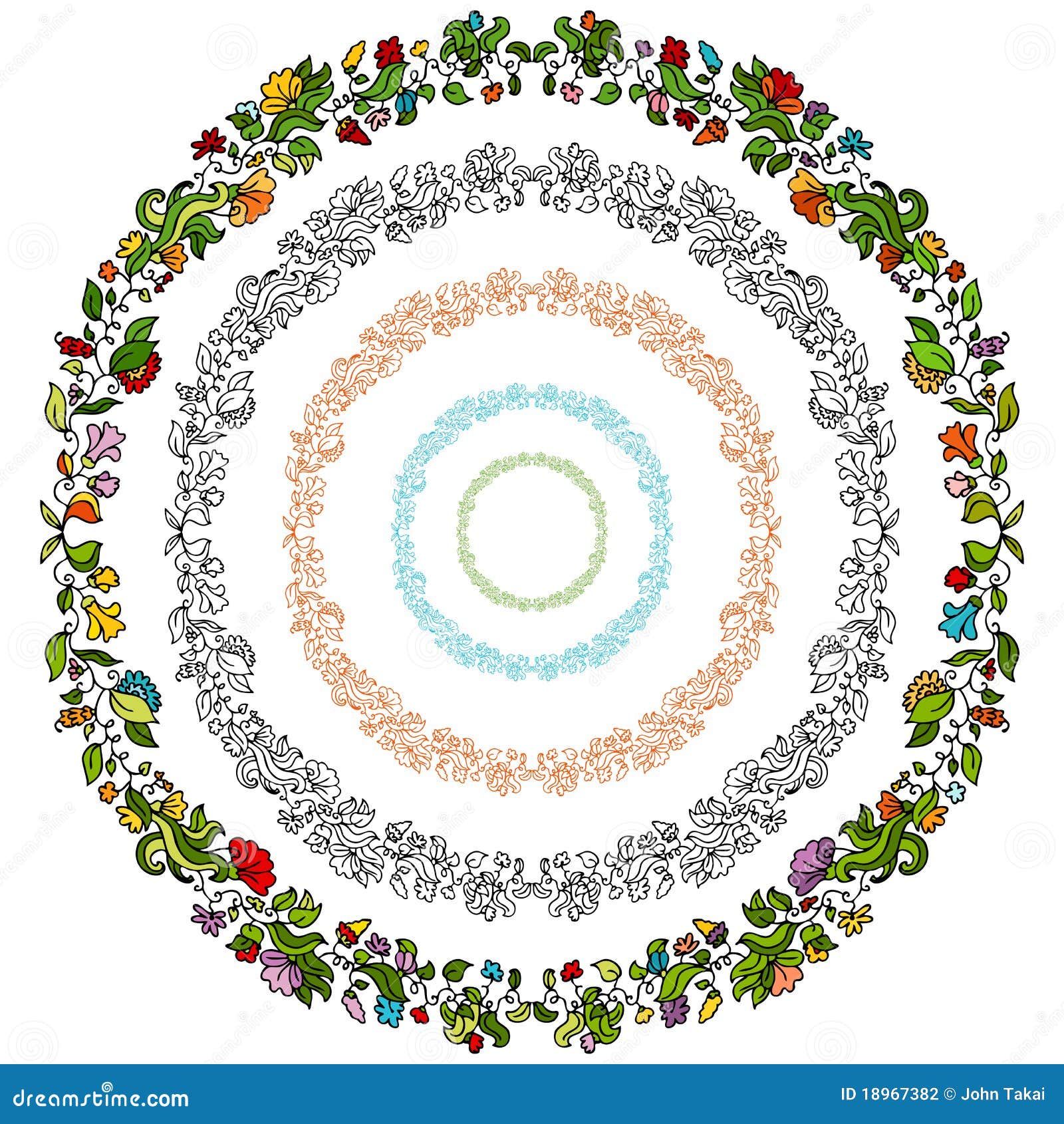 Flower Floral Circle Set stock vector. Illustration of clipart - 18967382